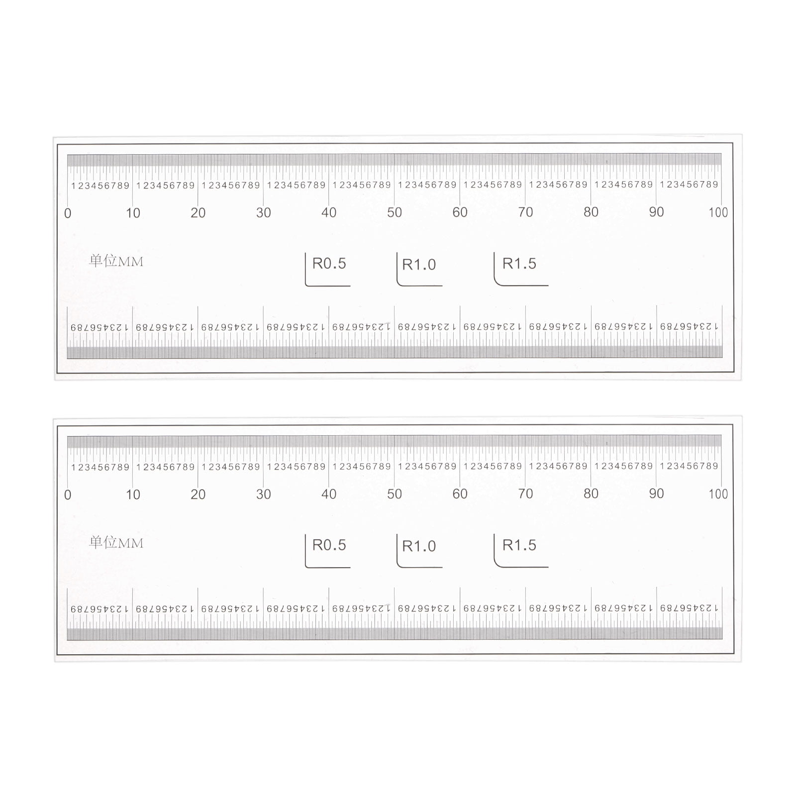 Uxcell 2pcs Film Flexible Ruler 10cm 0.1mm Scale with R Angle PET ...