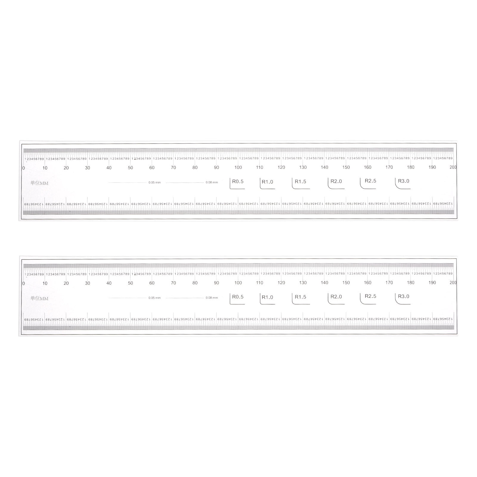 Uxcell 2pcs Film Flexible Ruler 20cm 0.1mm Scale with R Angle & Width ...