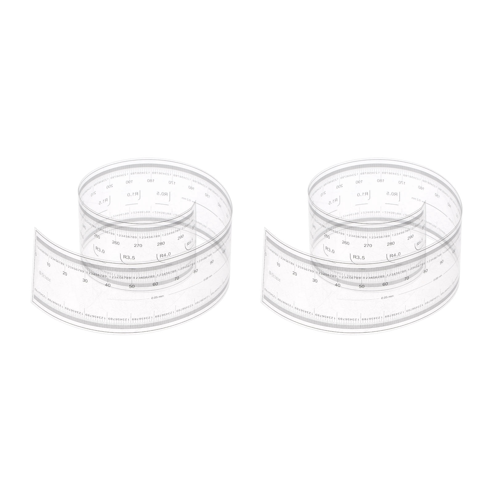 Uxcell 2pcs Film Flexible Ruler 30cm 0.1mm Scale with R Angle & Width ...