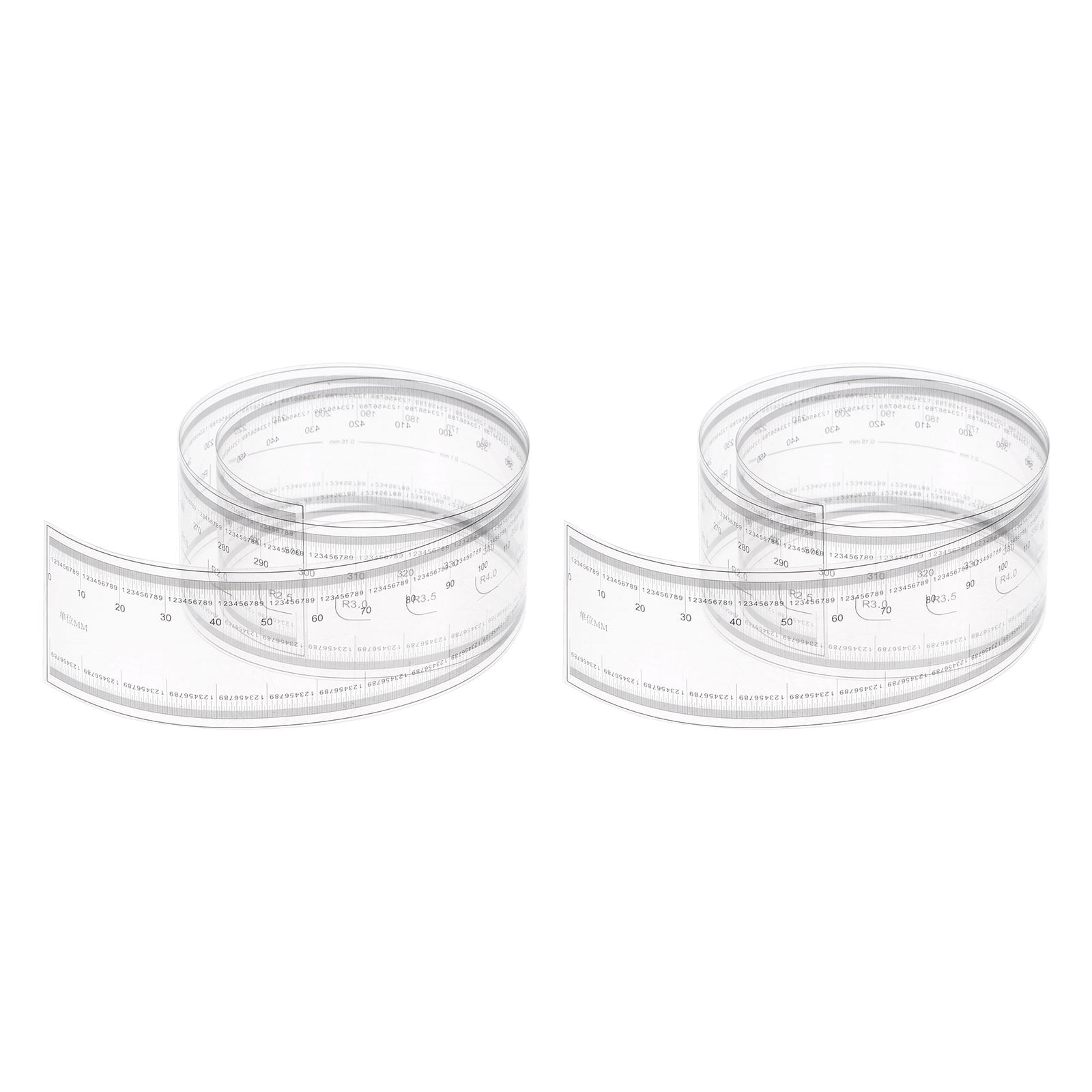 Uxcell 2pcs Film Flexible Ruler 50cm 0.1mm Scale with R Angle & Width ...
