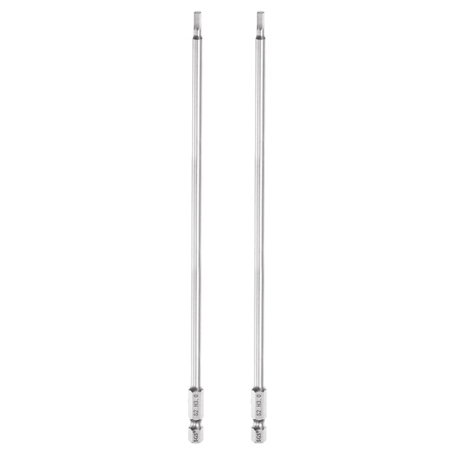 Uxcell 2pcs Flat Hex Screwdriver Bit 3mm (H3) 1/4" Hex Shank 8" Long ...
