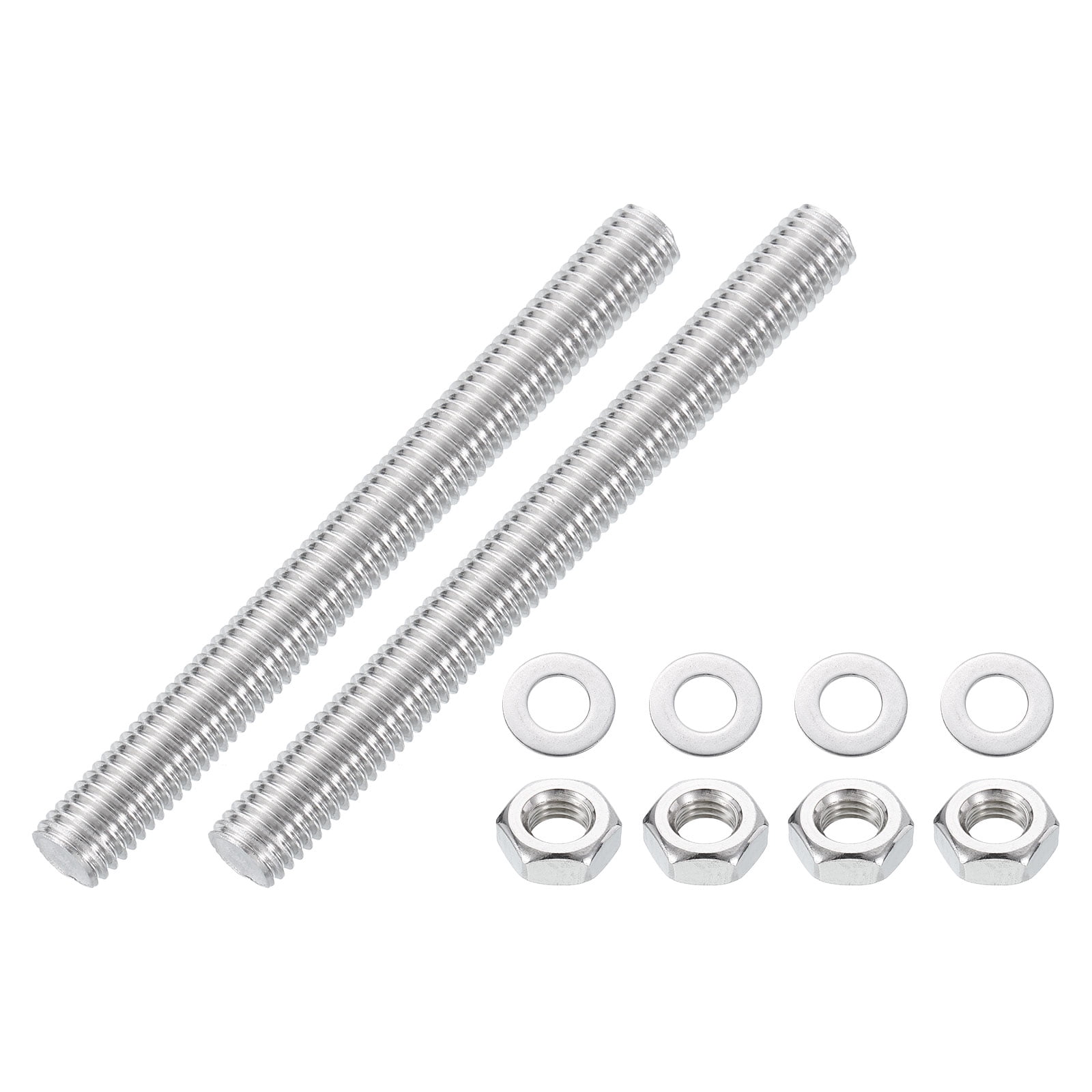 Uxcell 2pcs Fully Threaded Rod, M10 x 100mm 201 Stainless Steel Right ...