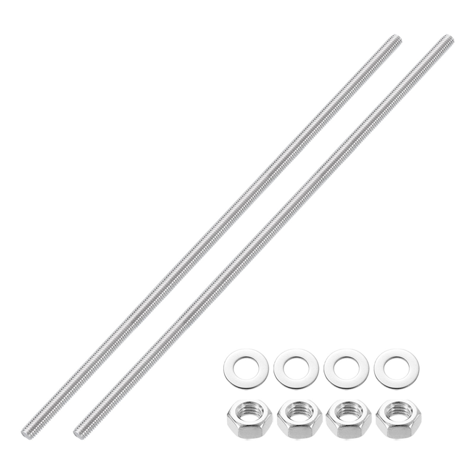 Uxcell 2pcs Fully Threaded Rod, M8 x 300mm 201 Stainless Steel Right ...