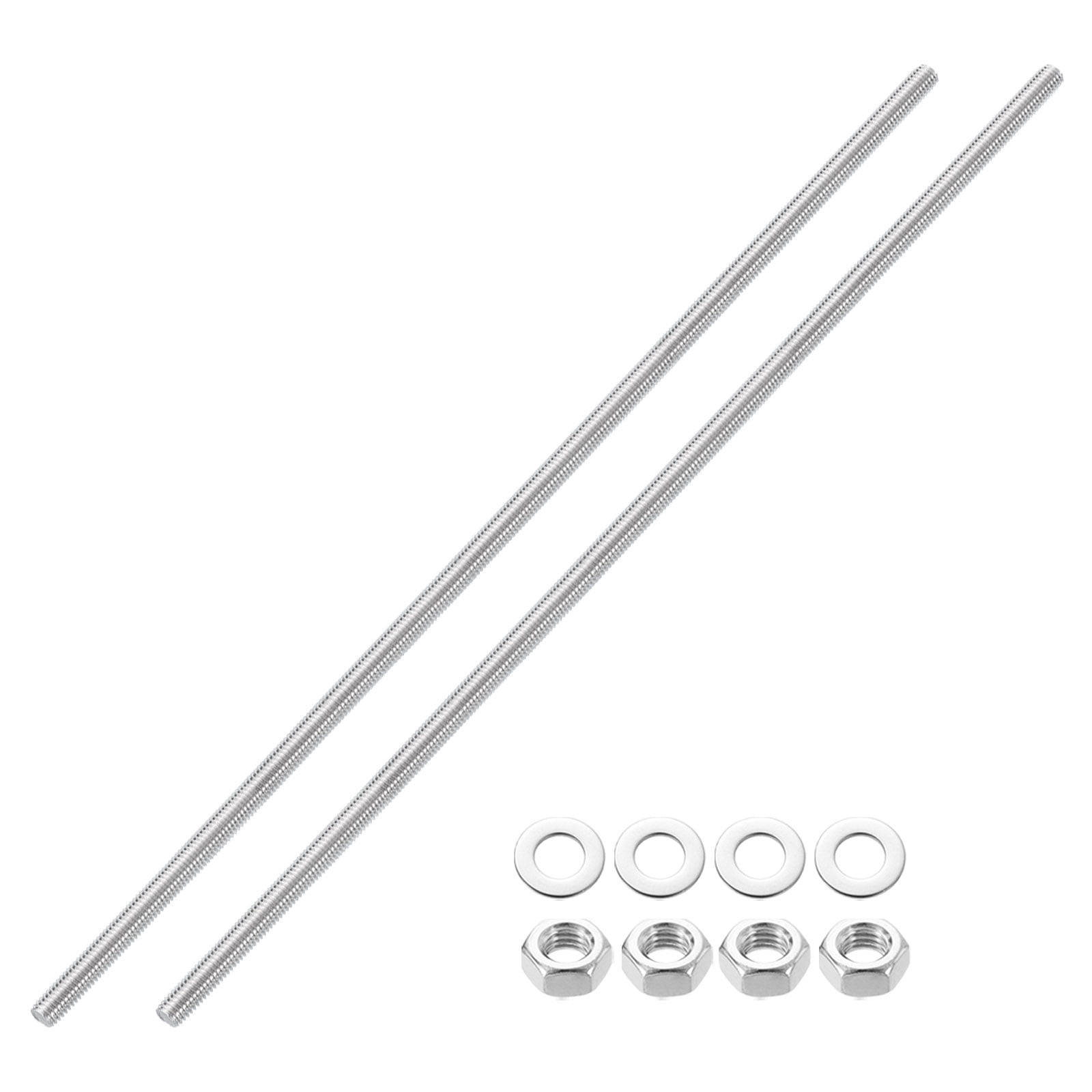Uxcell 2pcs Fully Threaded Rod, M8 x 350mm 201 Stainless Steel Right ...