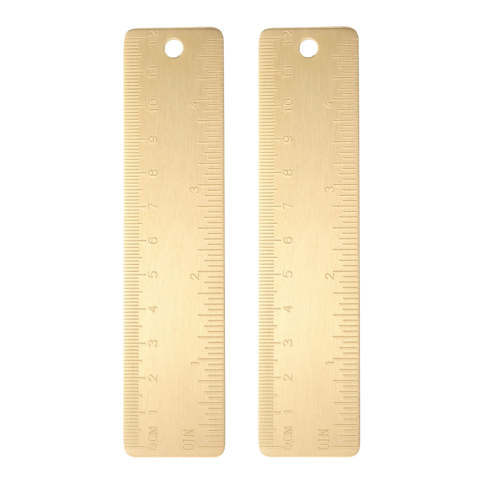 Uxcell 2pcs Gold Brass Ruler 13cm (4 Inch) Metric Inch Dual Scale ...