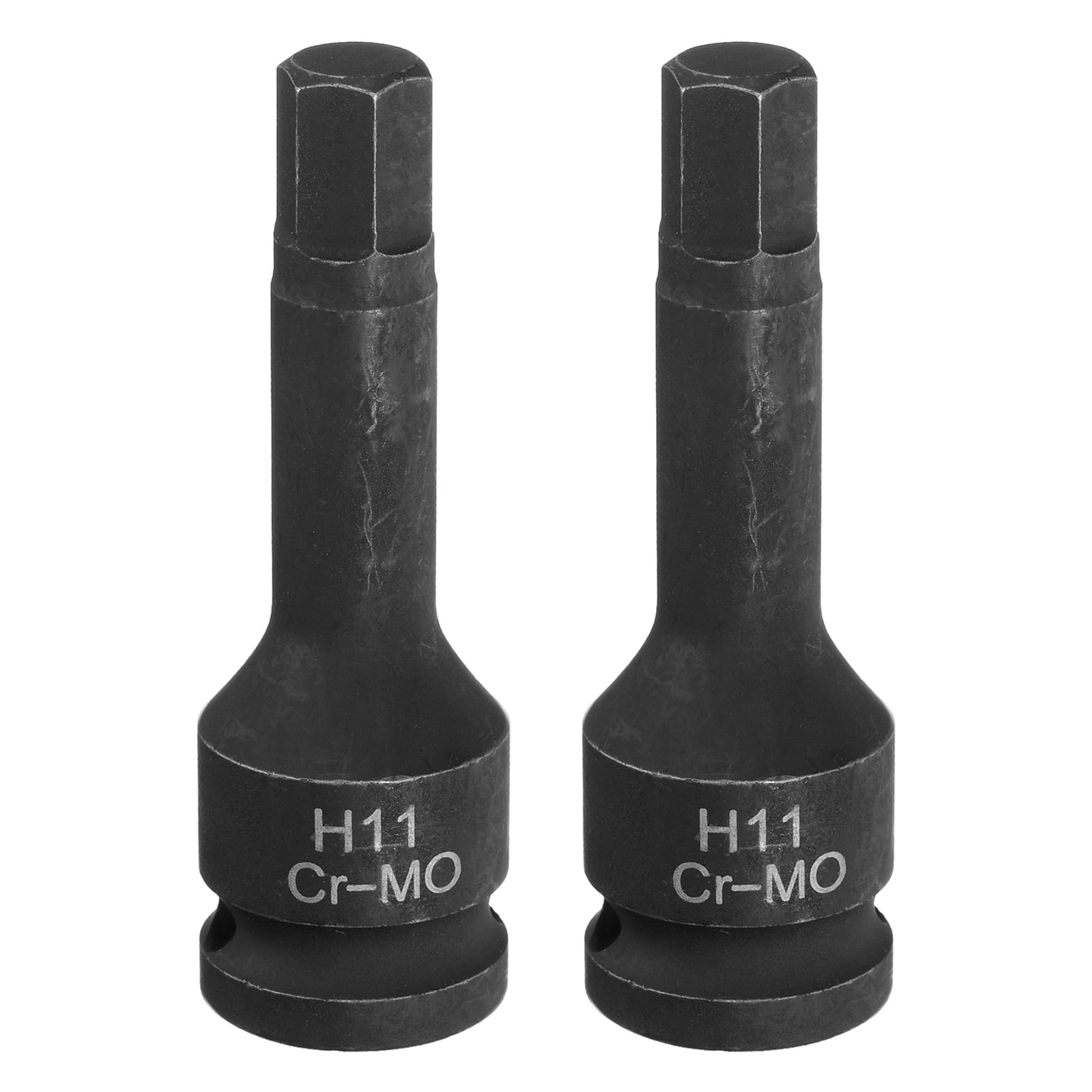 Uxcell 2pcs H11 (11mm) Hex Impact Bit Socket 1/2" Drive Hex CR-MO Steel ...