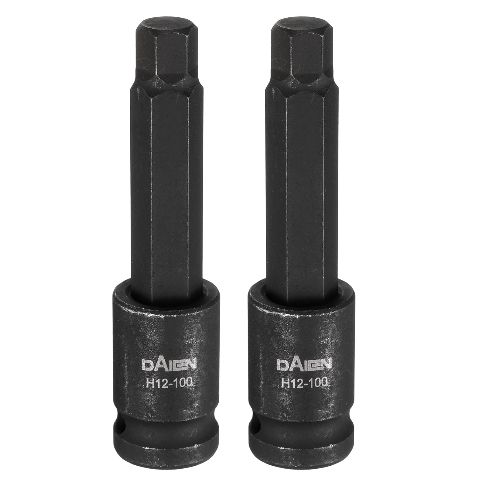 Uxcell 2pcs H12 Hex Bit Socket 100mm/3.94" Length 1/2" Square Drive Metric Extension Impact Bit ...