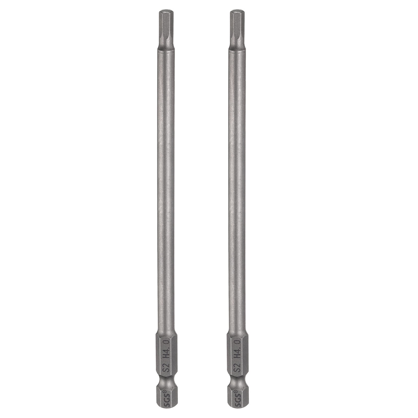 Uxcell 2pcs H4.0 Hex Head Drill Bit Wrench 4mm Metric Flat Tip 1/4" Hex Shank 200mm (8") Long ...
