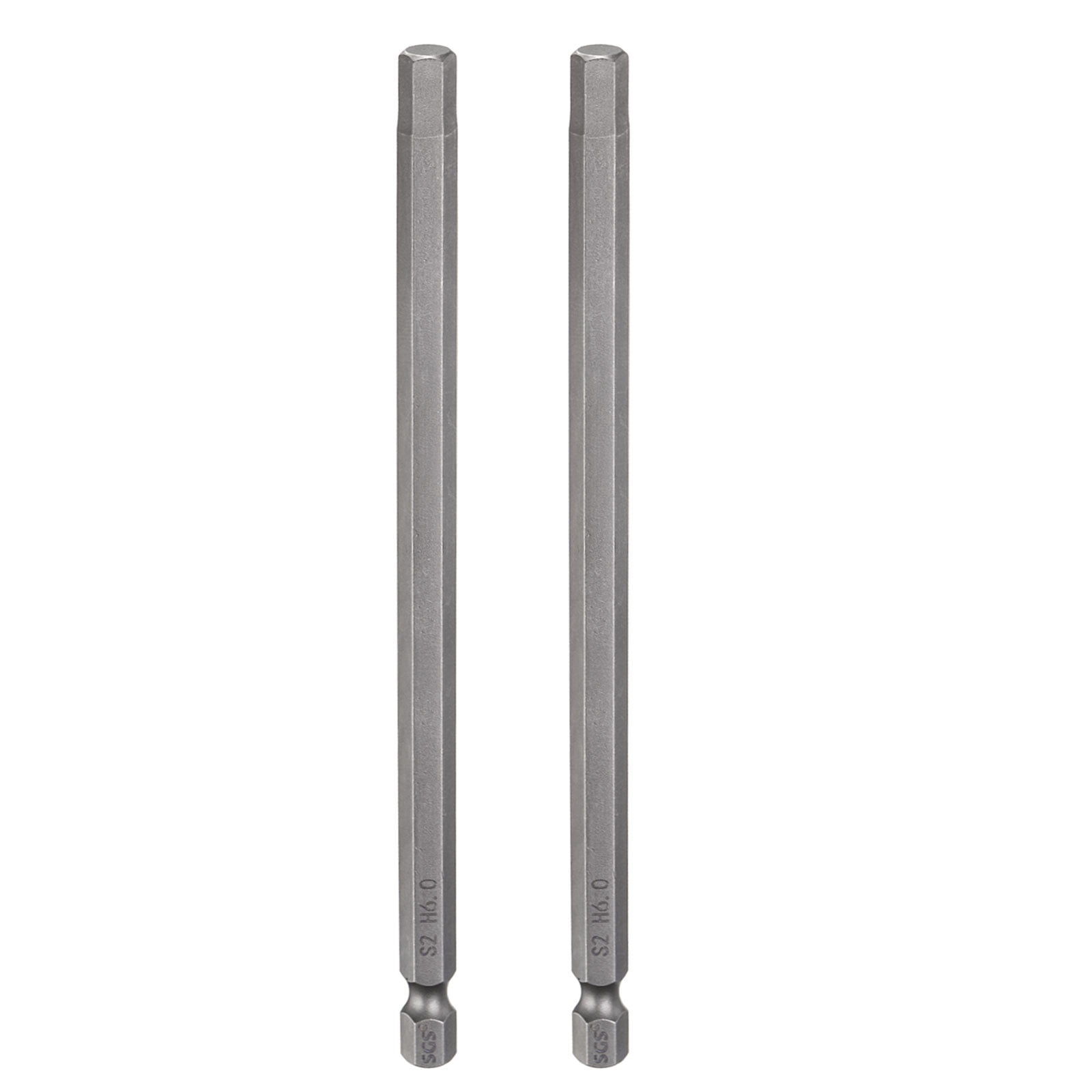 Uxcell 2pcs H6.0 Hex Head Drill Bit Wrench 6mm Metric Flat Tip 1/4" Hex ...
