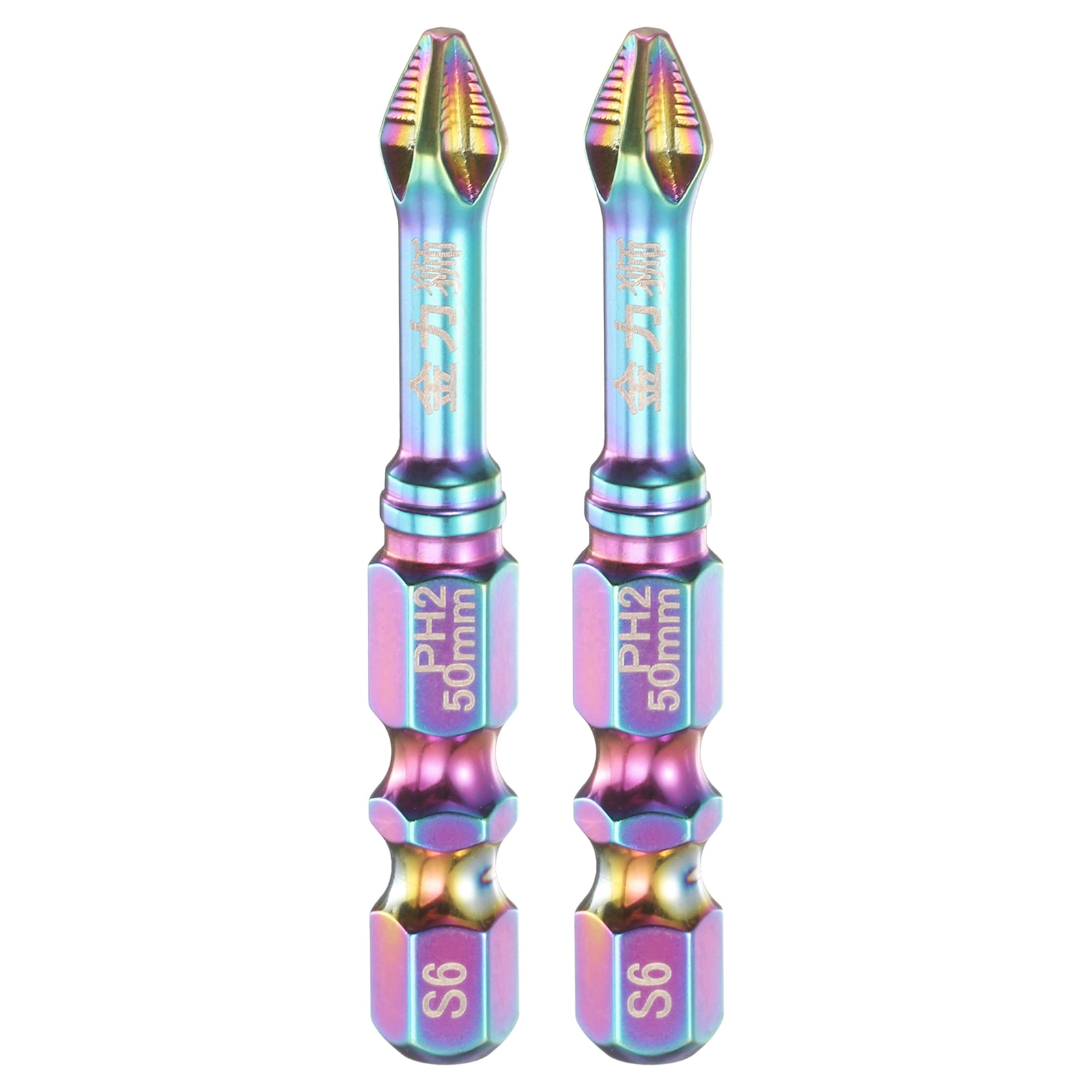 Uxcell 2pcs Impact Phillips Screwdriver Bit PH2 (#2) Anti Slip Teeth ...