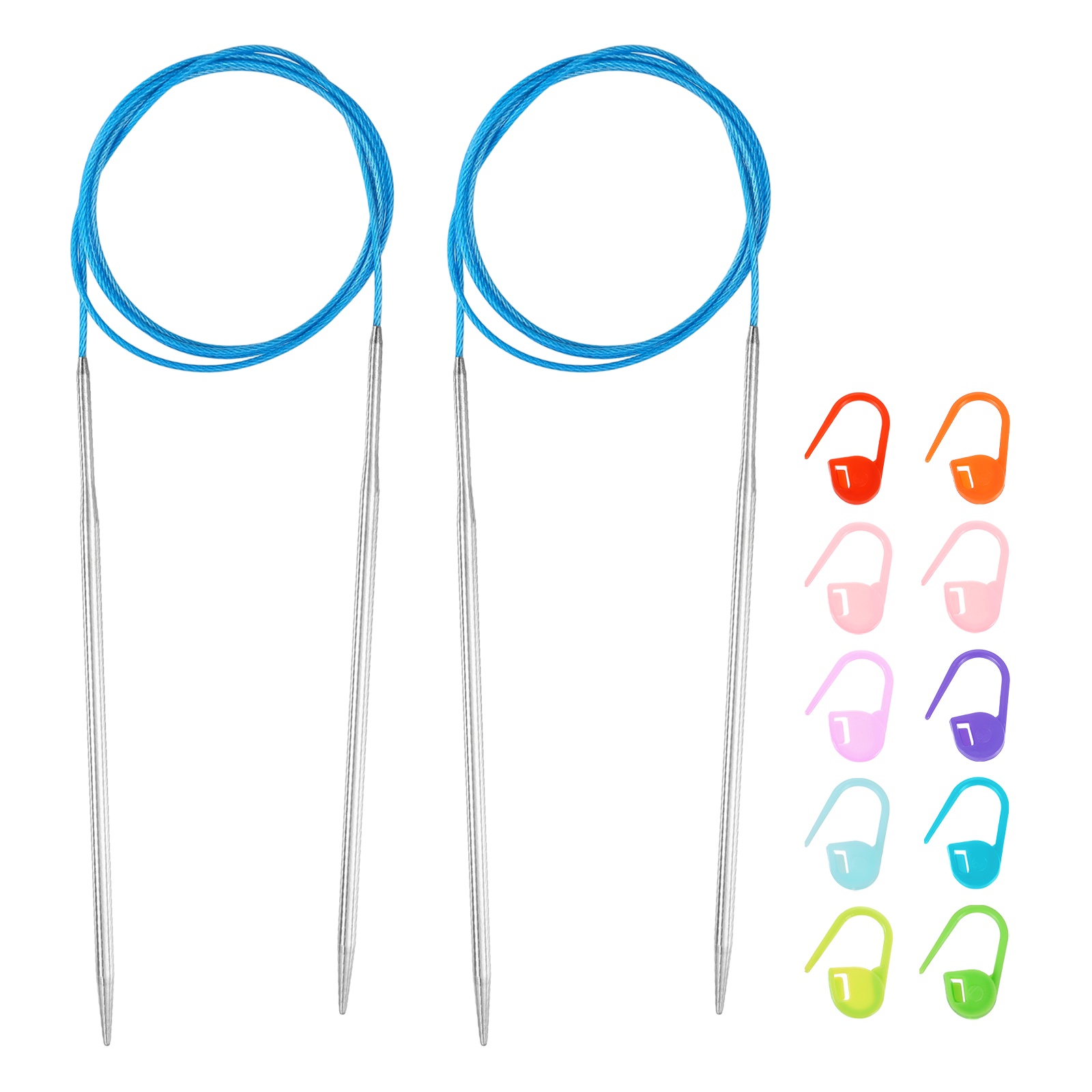 Uxcell 2pcs Knitting Needles Size US 5(3.75mm) Circular Needle 47 Inch ...