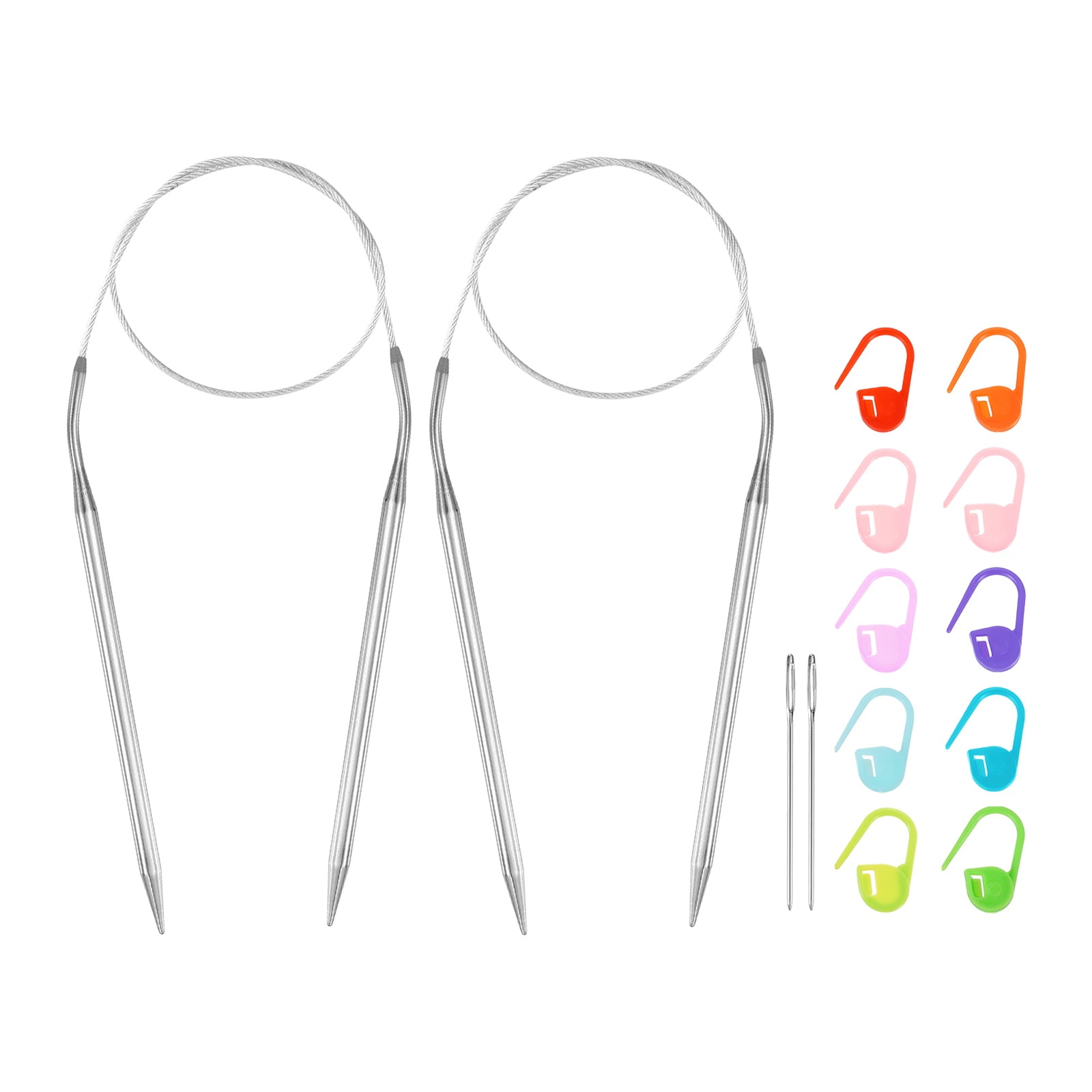 Uxcell 2pcs Knitting Needles Size US 9(5.5mm) Circular Needle 24 Inch ...