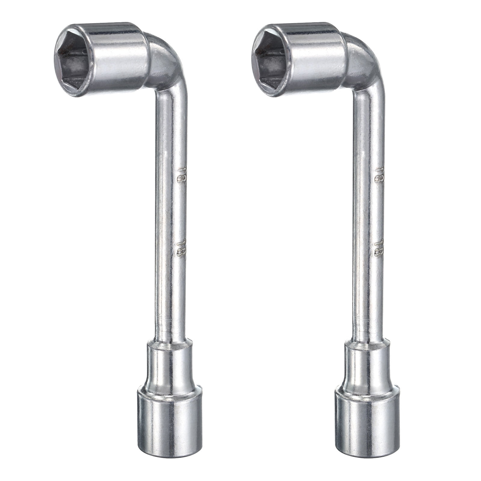 Uxcell 2pcs L Shaped Angled Hex Socket Wrench 18mm 45# Steel Double ...