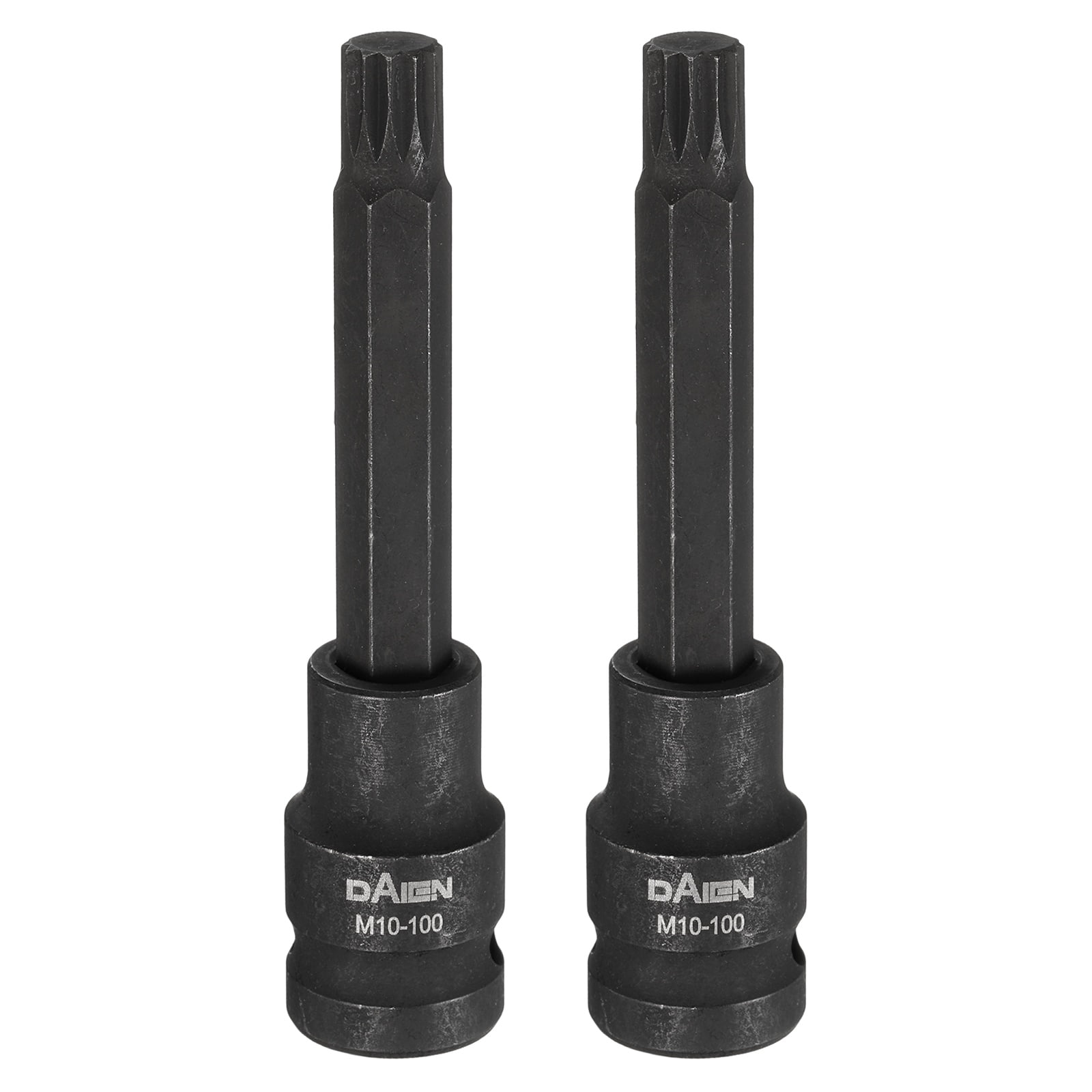 Uxcell 2pcs M10 Triple Square Bit Socket 100mm/3.94" Length 1/2" Square Drive 12 Point Spline ...