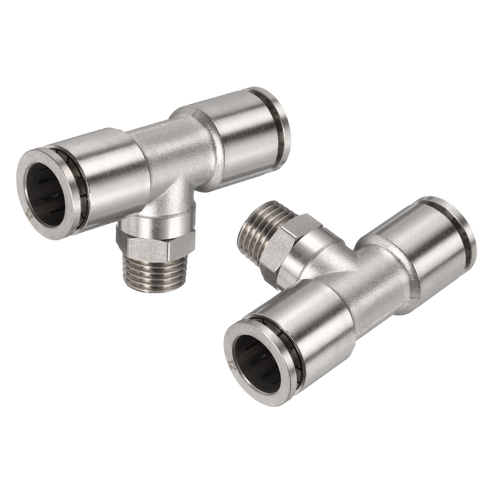 Uxcell 2pcs Male Branch Tee 12mm Tube ID x 1/4" PT Thread Push to ...