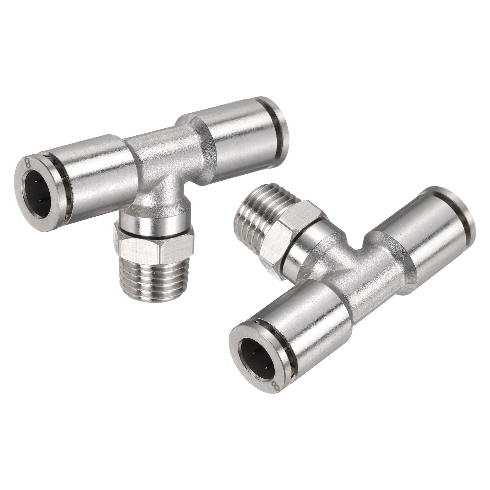 Uxcell 2pcs Male Branch Tee 8mm Tube OD x 1/4" PT Thread Push to ...