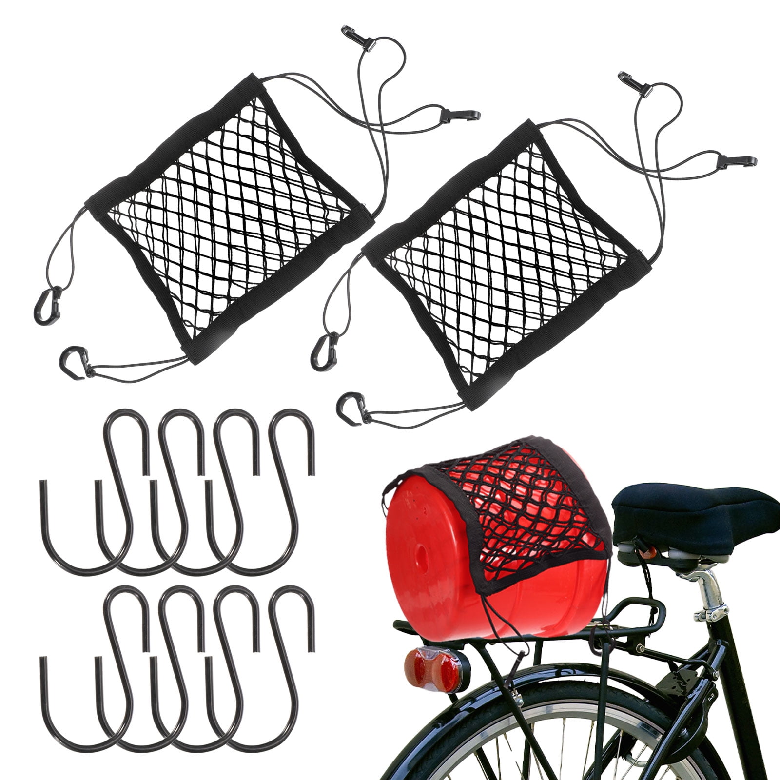 Uxcell 2pcs Motorcycle Cargo Nets 11" x 10" High Elastic Double Layer ...