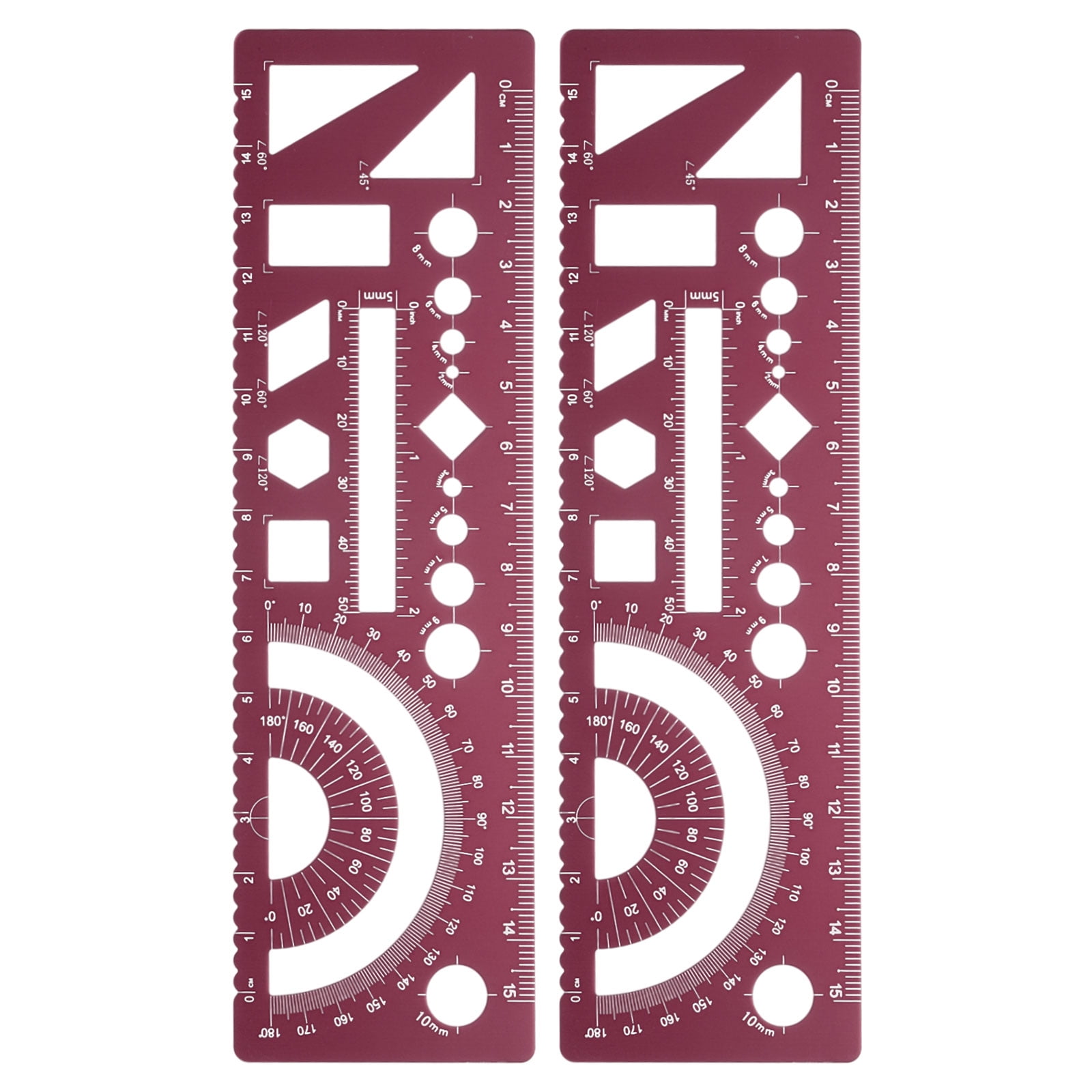 Uxcell 2pcs Multifunctional Geometric Rulers 15cm Metric and SAE ...