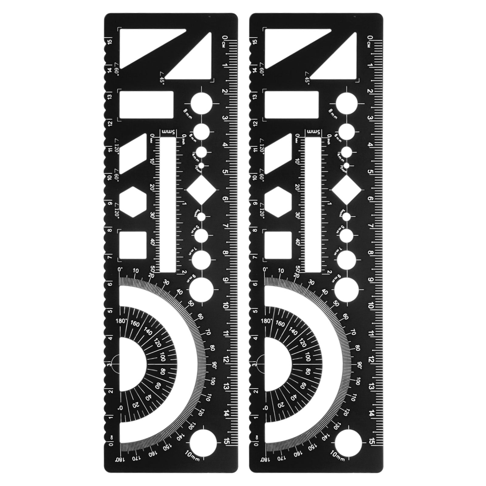 Uxcell 2pcs Multifunctional Geometric Rulers 15cm Metric and SAE ...