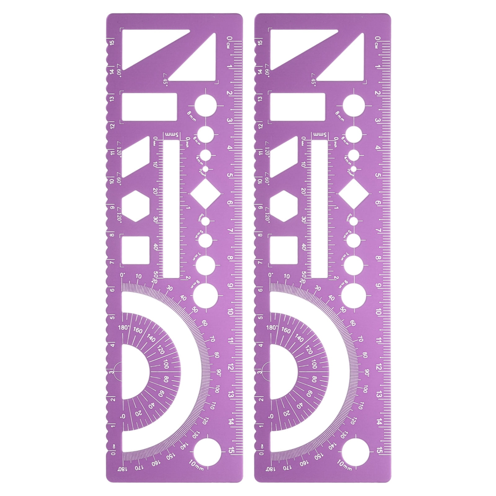 Uxcell 2pcs Multifunctional Geometric Rulers 15cm Metric and SAE ...