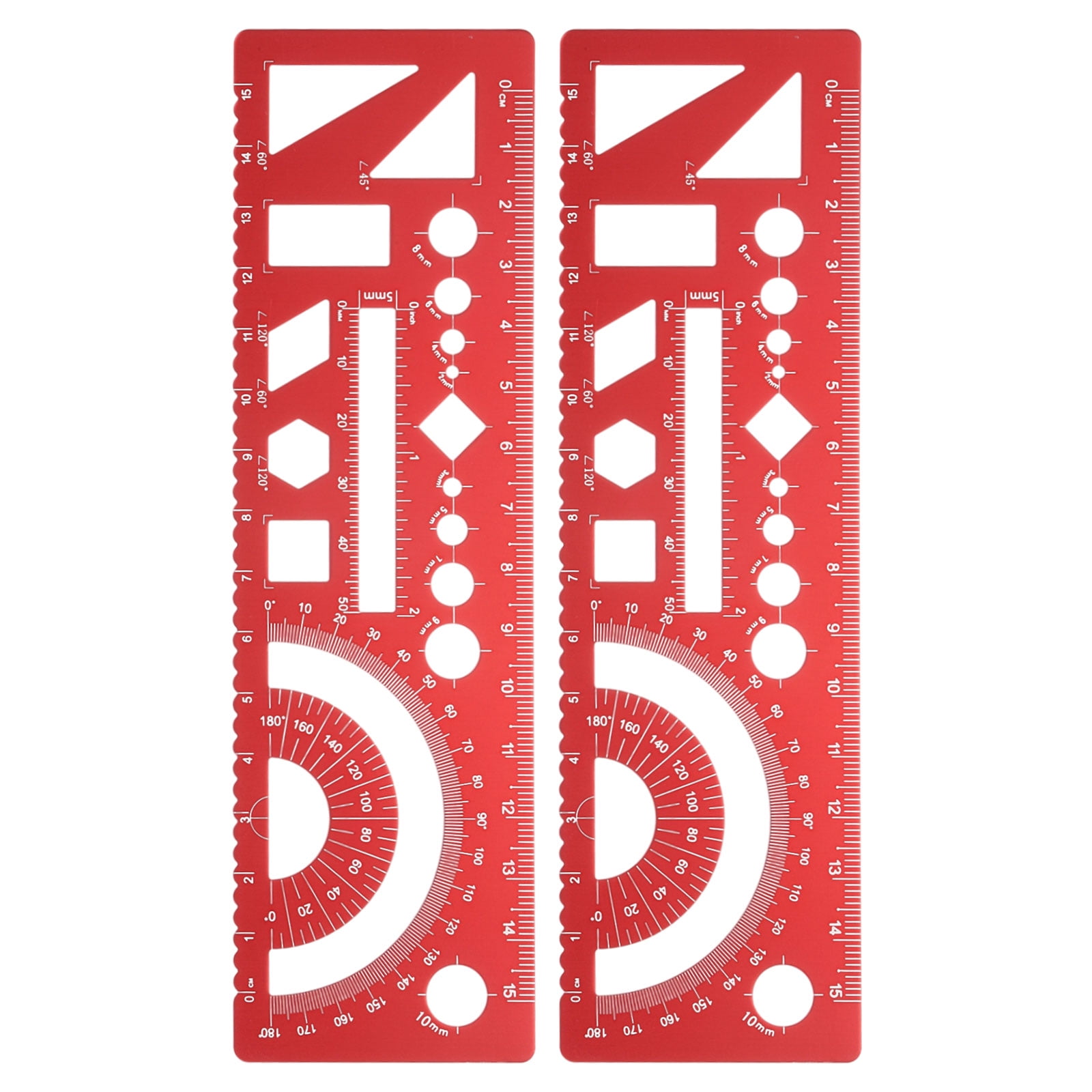 Uxcell 2pcs Multifunctional Geometric Rulers 15cm Metric and SAE ...