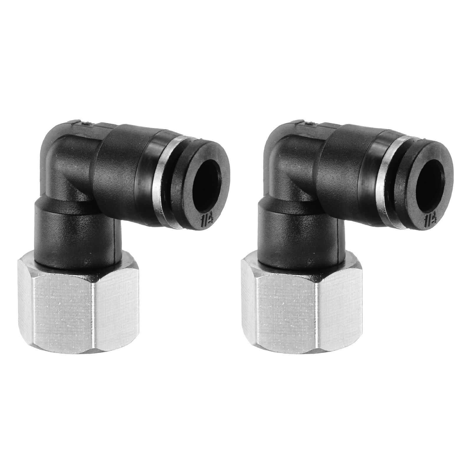 Uxcell 2pcs PLF1/4-N02 Pneumatic Female Elbow 1/4" Tube OD x 1/4" NPT 90 Degree Push to Connect ...
