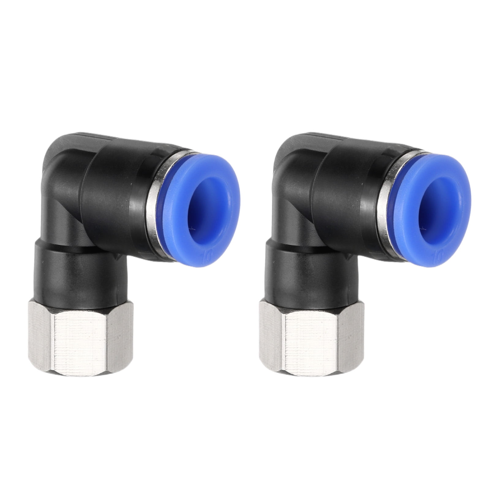 Uxcell 2pcs PLF10-N02 Pneumatic Female Elbow 10mm Tube OD x 1/4" NPT 90 Degree Push to Connect ...