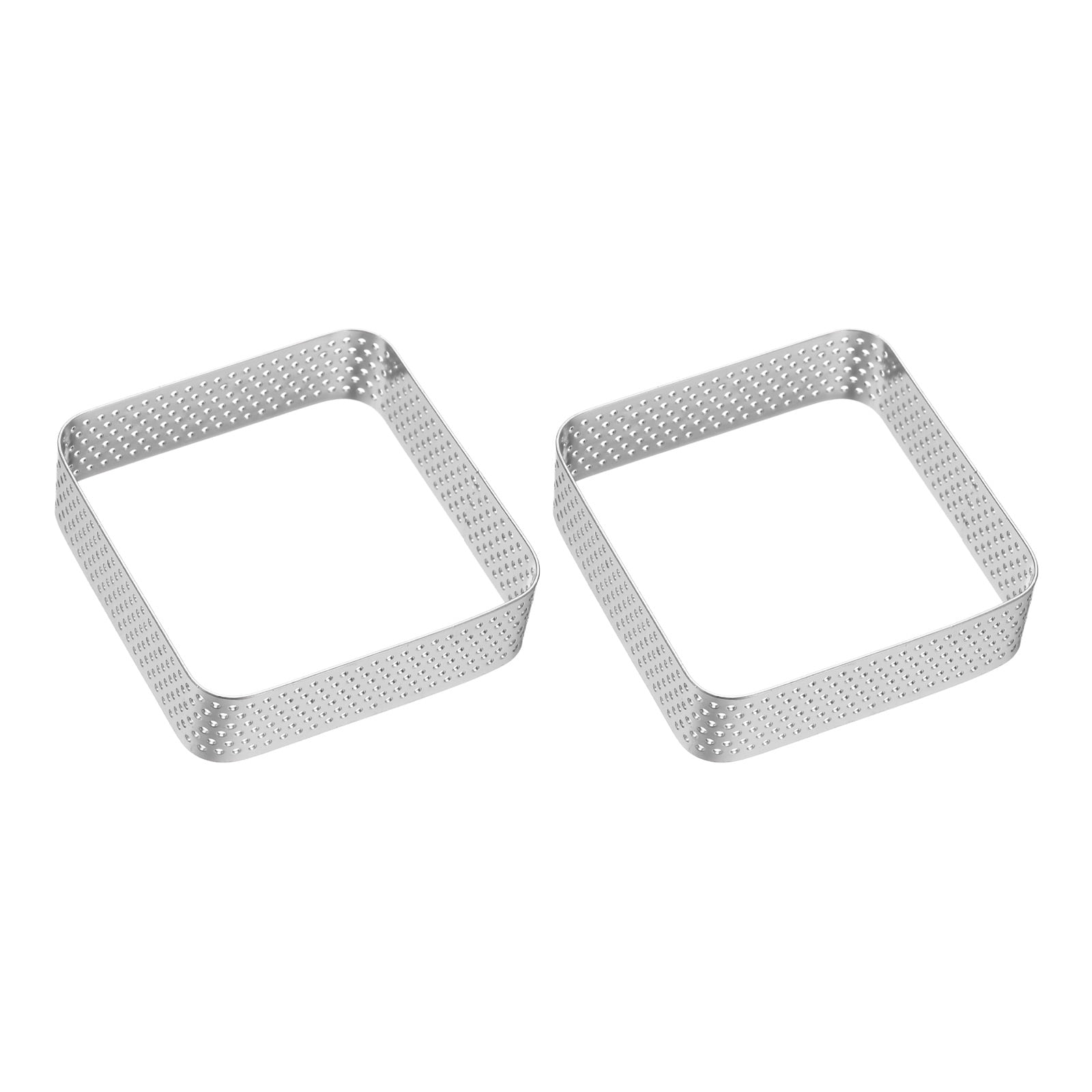 Uxcell 2pcs Perforated Cake Ring 3.15" Stainless Steel Square Tartlet ...