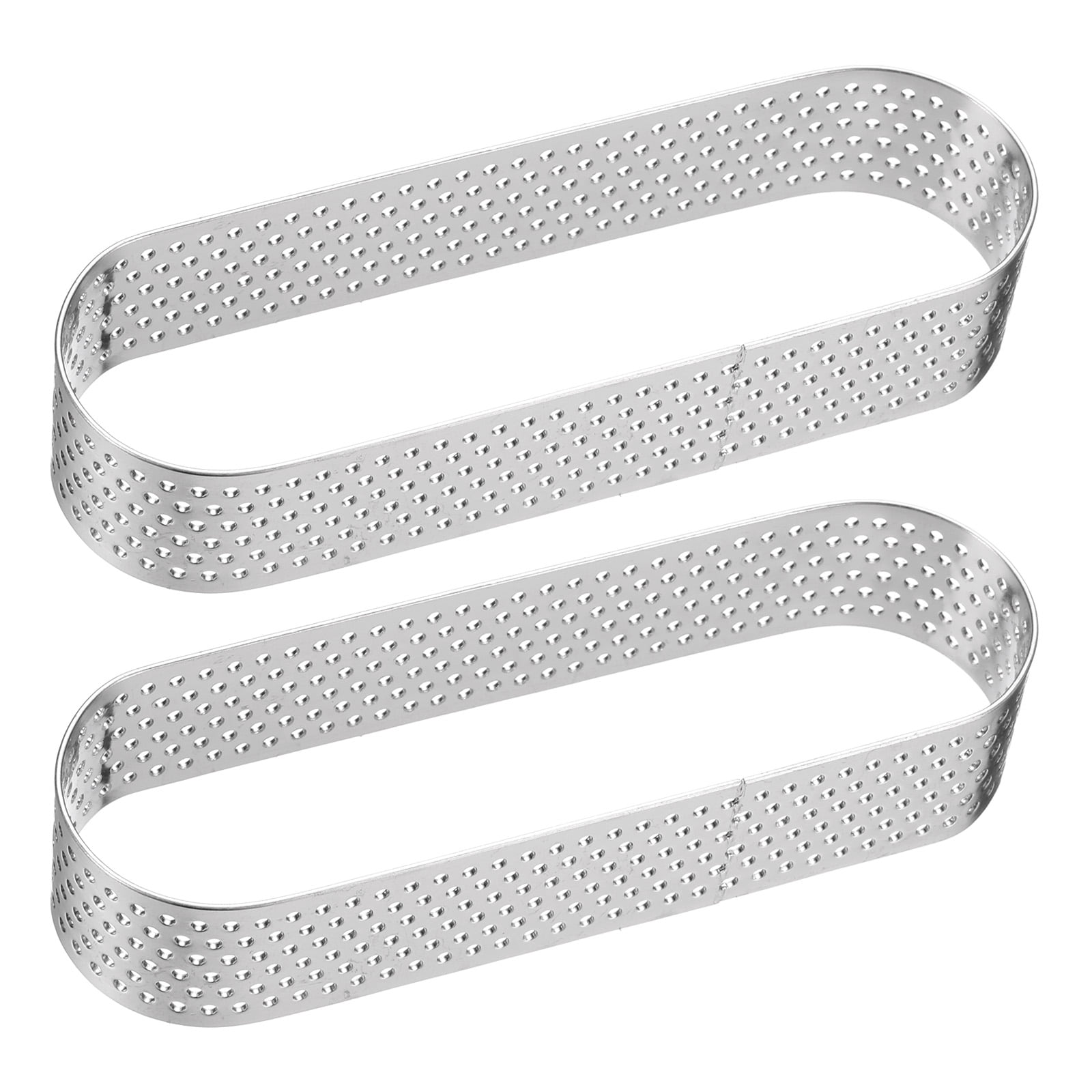 Uxcell 2pcs Perforated Cake Ring 3.94" Stainless Steel Oval Tartlet ...