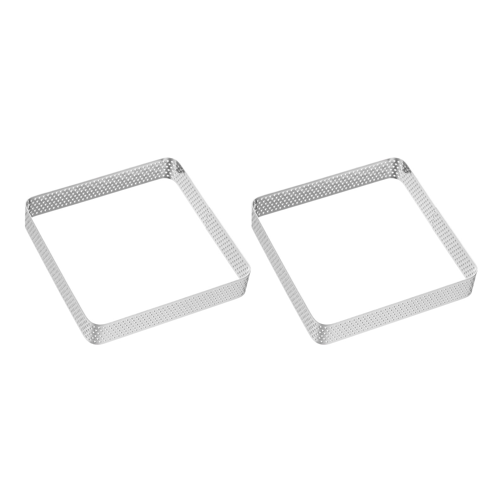 Uxcell 2pcs Perforated Cake Ring 3.94" Stainless Steel Square Tartlet ...