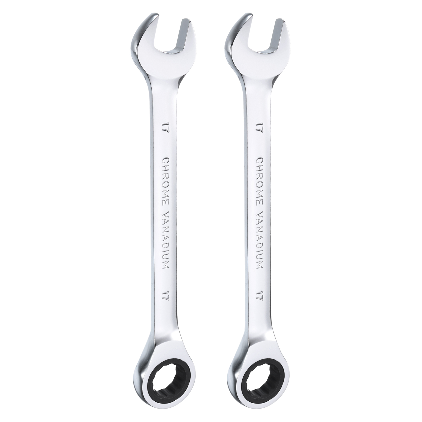Uxcell 2pcs Ratcheting Combination Wrench 17mm Metric 12PT Cr-V Ratchet ...