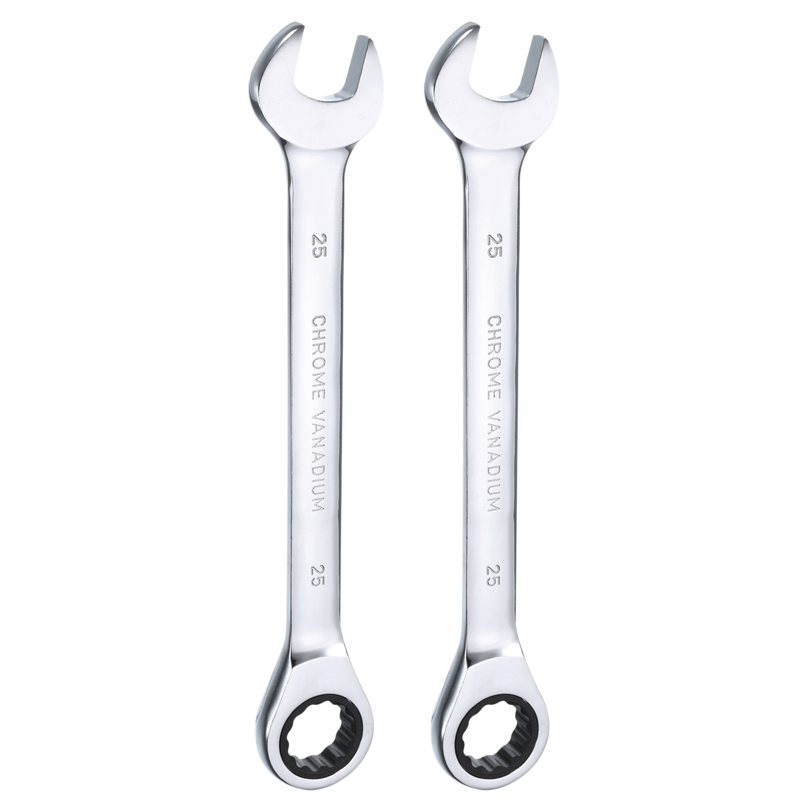 Uxcell 2pcs Ratcheting Combination Wrench 25mm Metric 12PT Cr-V Ratchet ...
