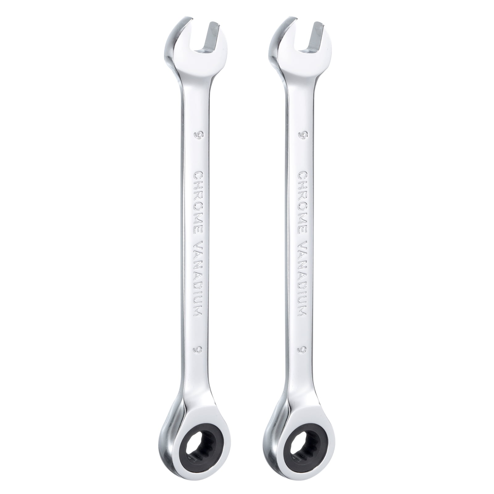 Uxcell 2pcs Ratcheting Combination Wrench 9mm Metric 12PT Cr-V Ratchet ...