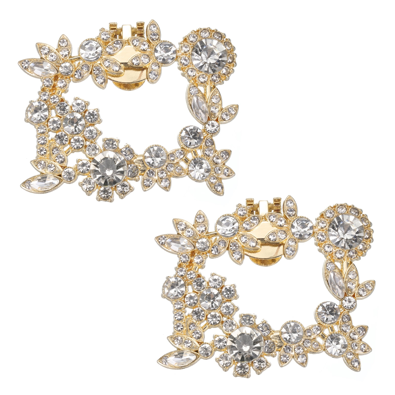 Uxcell 2pcs Rhinestone Shoe Clips Shoes Square Decoration Accessories ...
