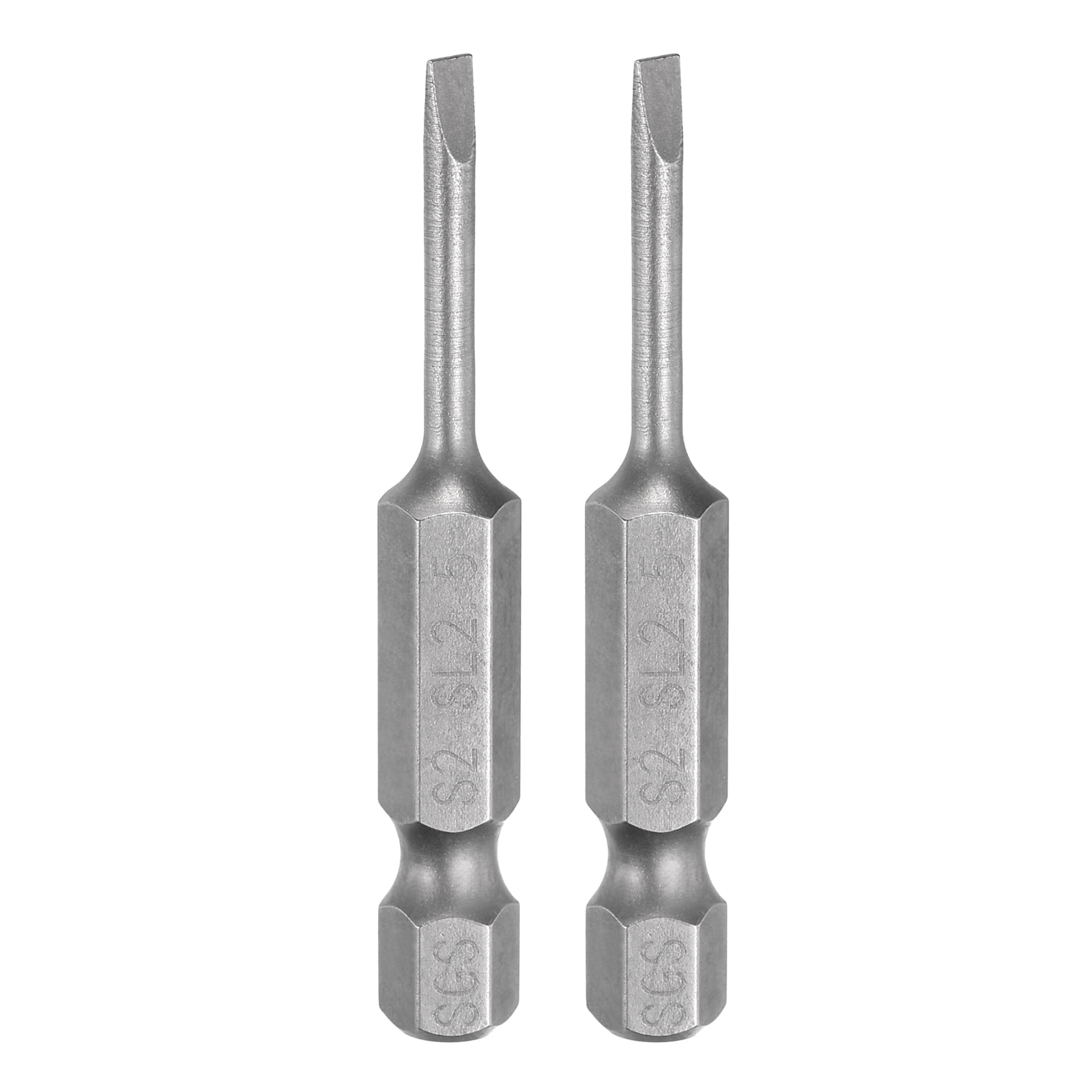 Uxcell 2pcs SL2.5 Slotted Screwdriver Bits 2.5mm Slotted Tip 1/4" Hex ...