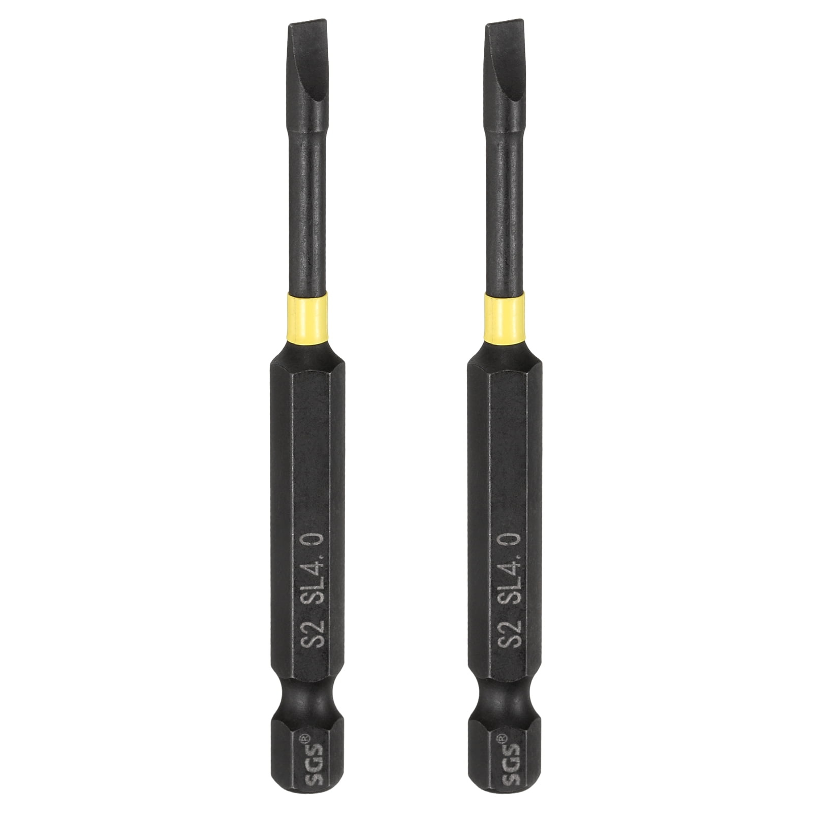 Uxcell 2pcs SL4 Slotted Impact Screwdriver Bits 1/4" Hex Shank 3" Long Magnetic Bit - Walmart.com