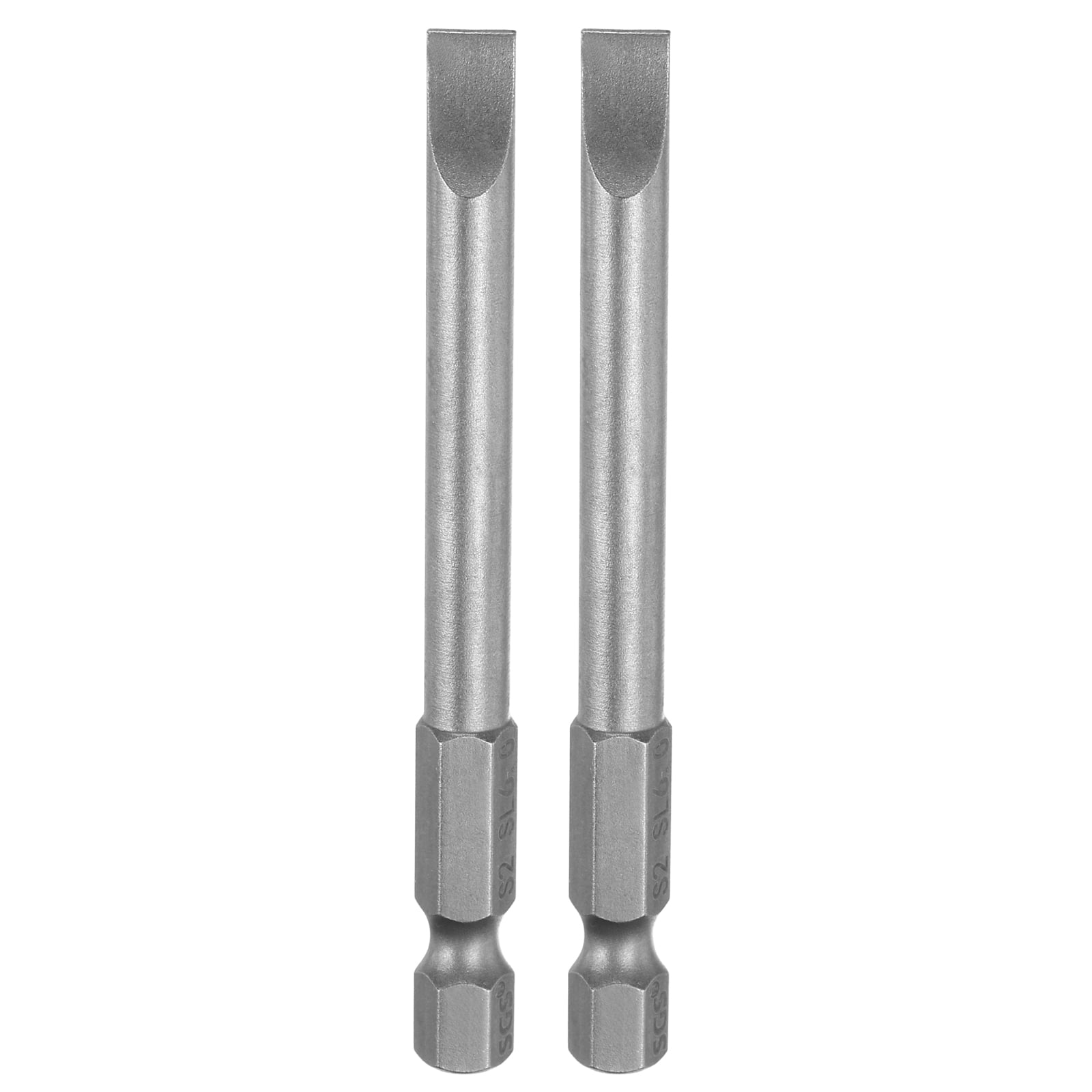 Uxcell 2pcs SL6 Slotted Screwdriver Bits 6mm Slotted Tip 1/4" Hex Shank ...