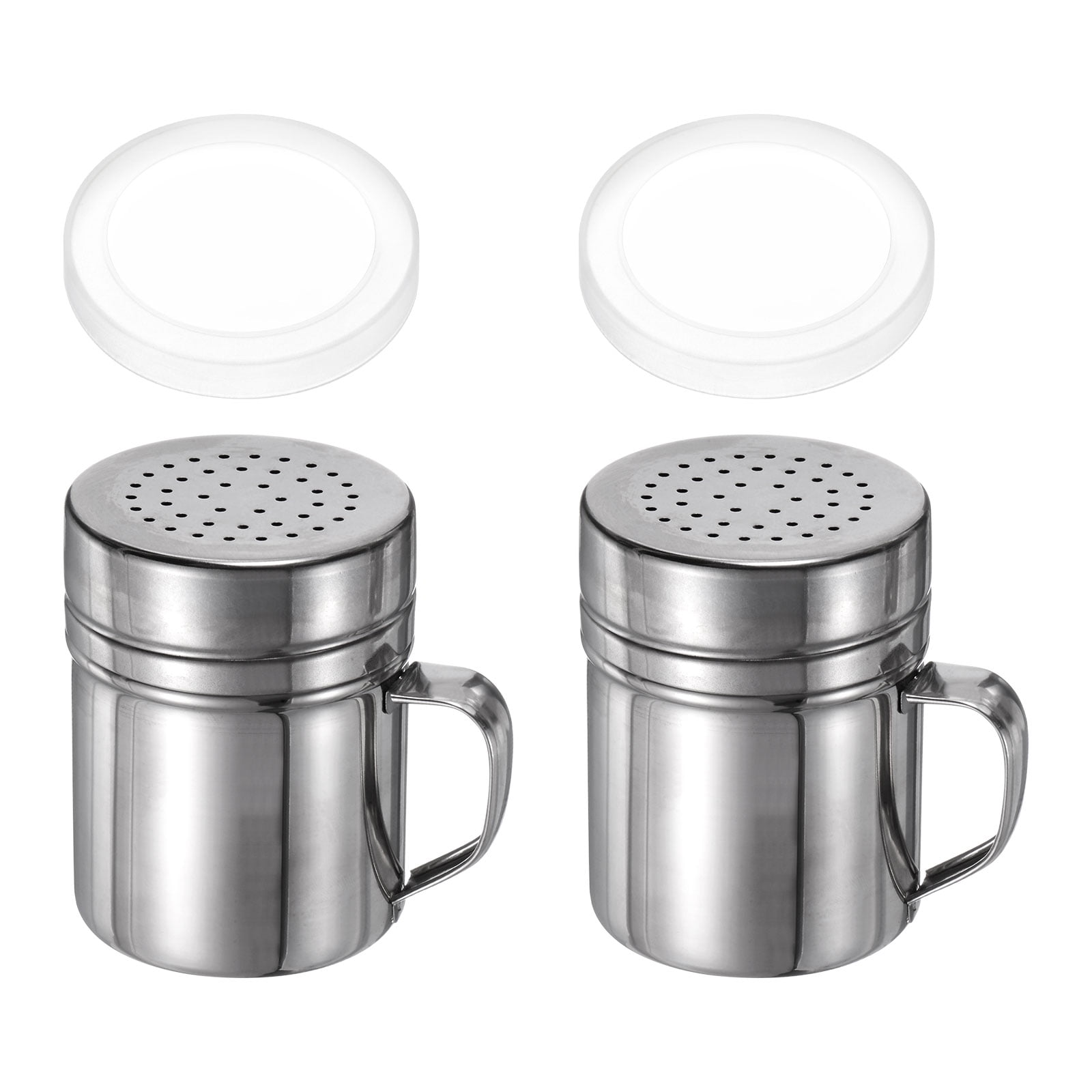 Uxcell 2pcs Salt Dredge Shakers 10 Ounce Stainless Steel Spice Shakers ...