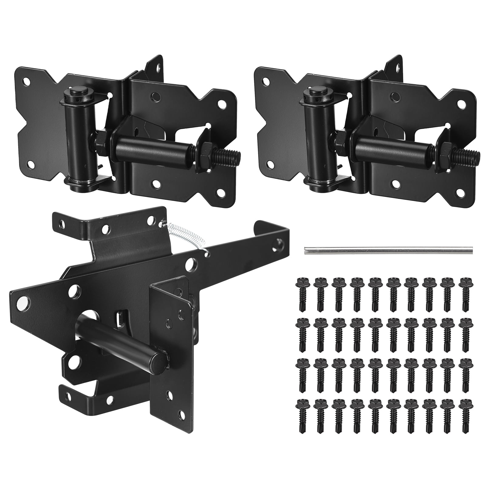Uxcell 2pcs Self Closing Gate Hinges and Gate Latch Hardware Kit, with ...