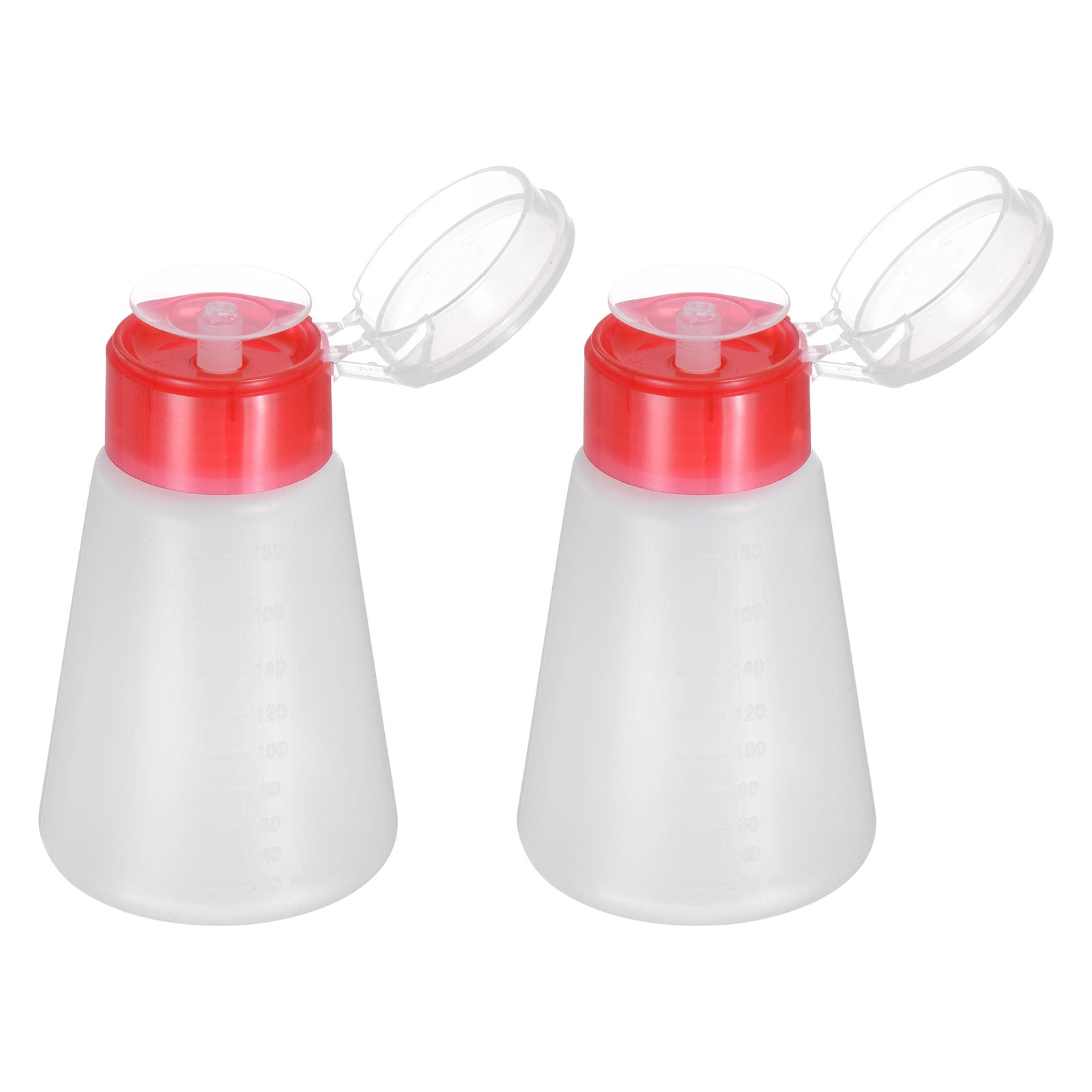 Uxcell 2pcs Solvent Alcohol Dispensers 180ml(6.1oz) Conical Push Down Liquid Dispenser Pump, Red ...