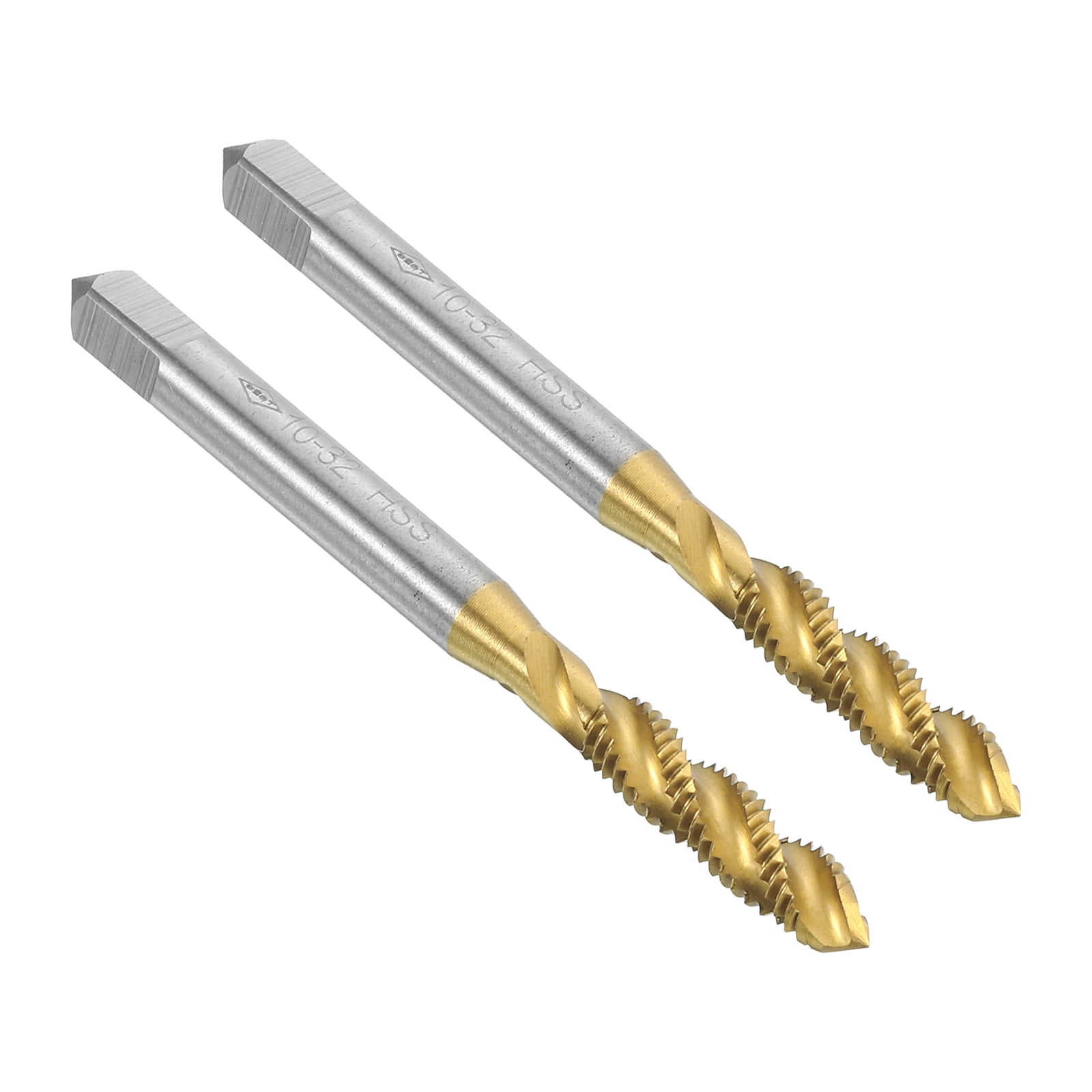 Uxcell 2pcs Spiral Flute Thread Taps 10-32 UNF Titanium Coated Screw ...