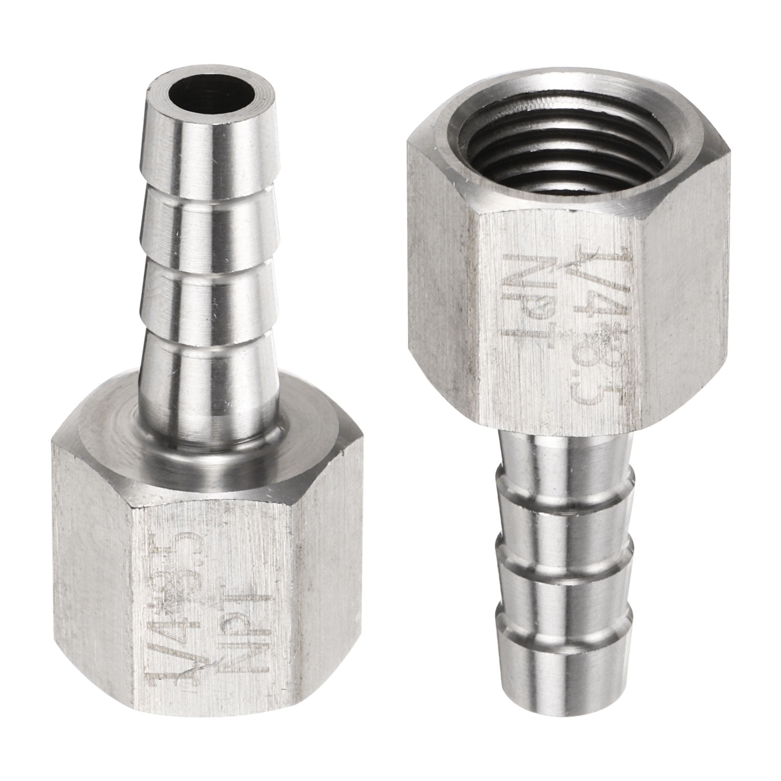 Uxcell 2pcs Stainless Steel Barbed Fitting 1/4" NPT Female to 5/16 ...