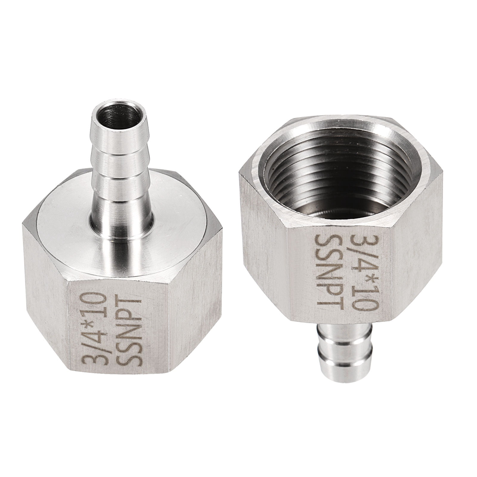 Uxcell 2pcs Stainless Steel Barbed Fitting 3/4" NPT Female to 1/2" Hose ...