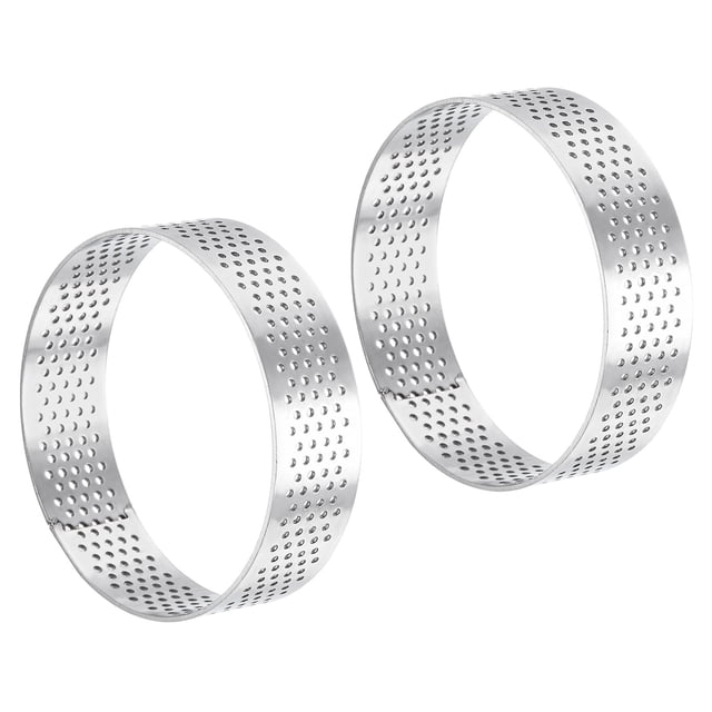 Uxcell 2pcs Stainless Steel Circular Cake Rings 2.7" Perforated Cake ...