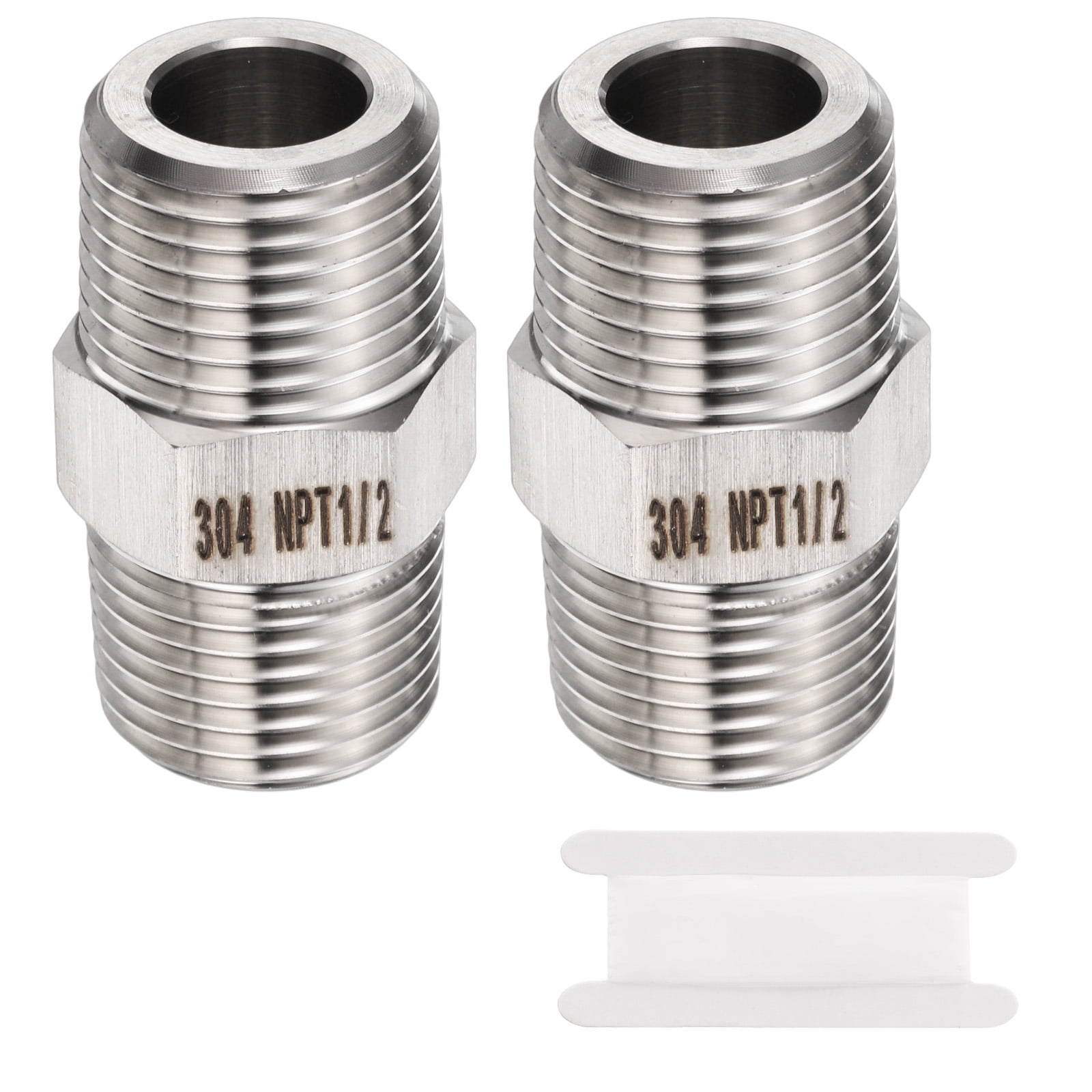 Uxcell 2pcs Stainless Steel Hex Nipple 1/2" NPT Male x 1/2" NPT Male ...