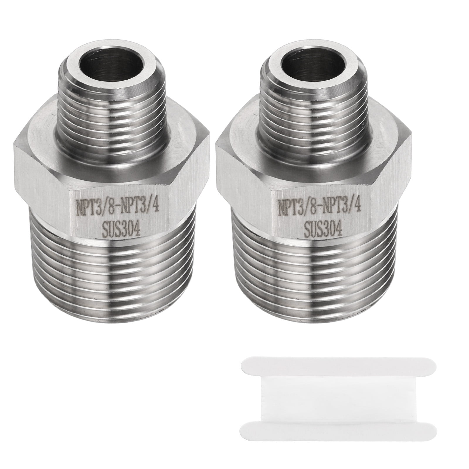 Uxcell 2pcs Stainless Steel Hex Nipple 3/8" NPT Male x 3/4" NPT Male ...