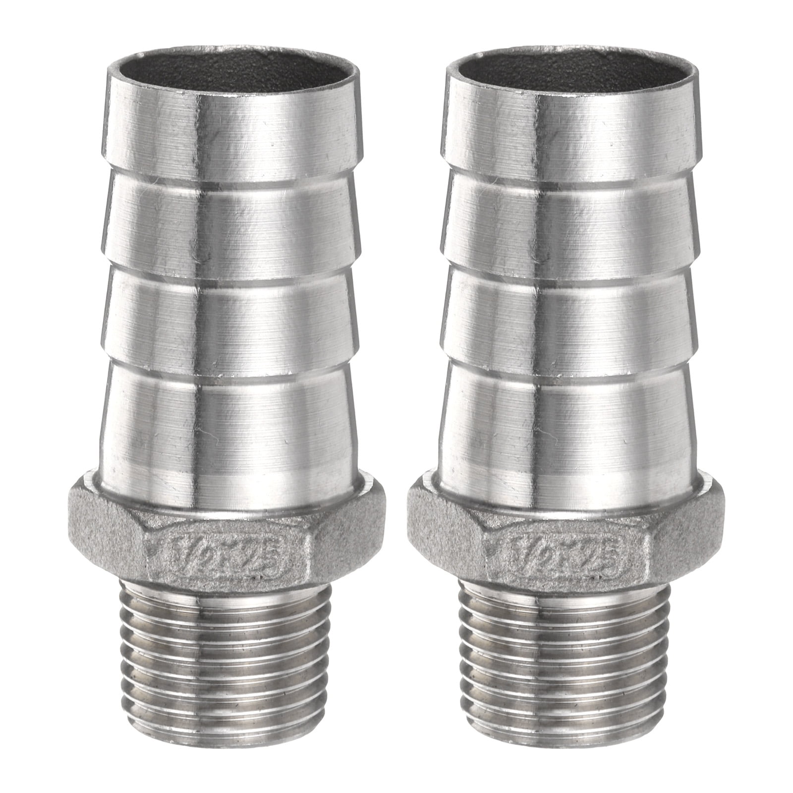 Uxcell 2pcs Stainless Steel Hose Barb Fitting 25mm Barbed x G 1/2" Male Pipe Fitting - Walmart.com