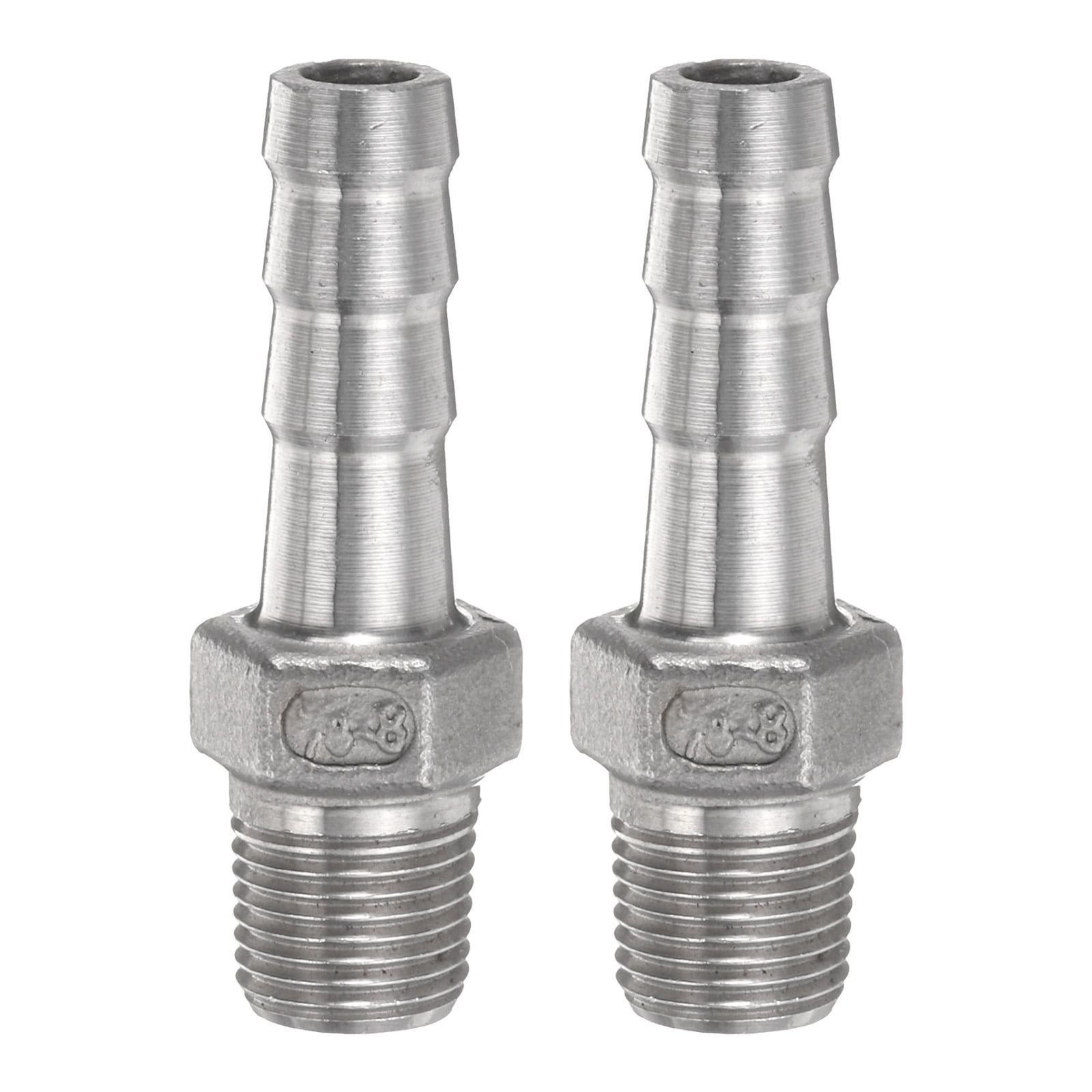 Uxcell 2pcs Stainless Steel Hose Barb Fitting 8mm Barbed x G 1/8" Male ...