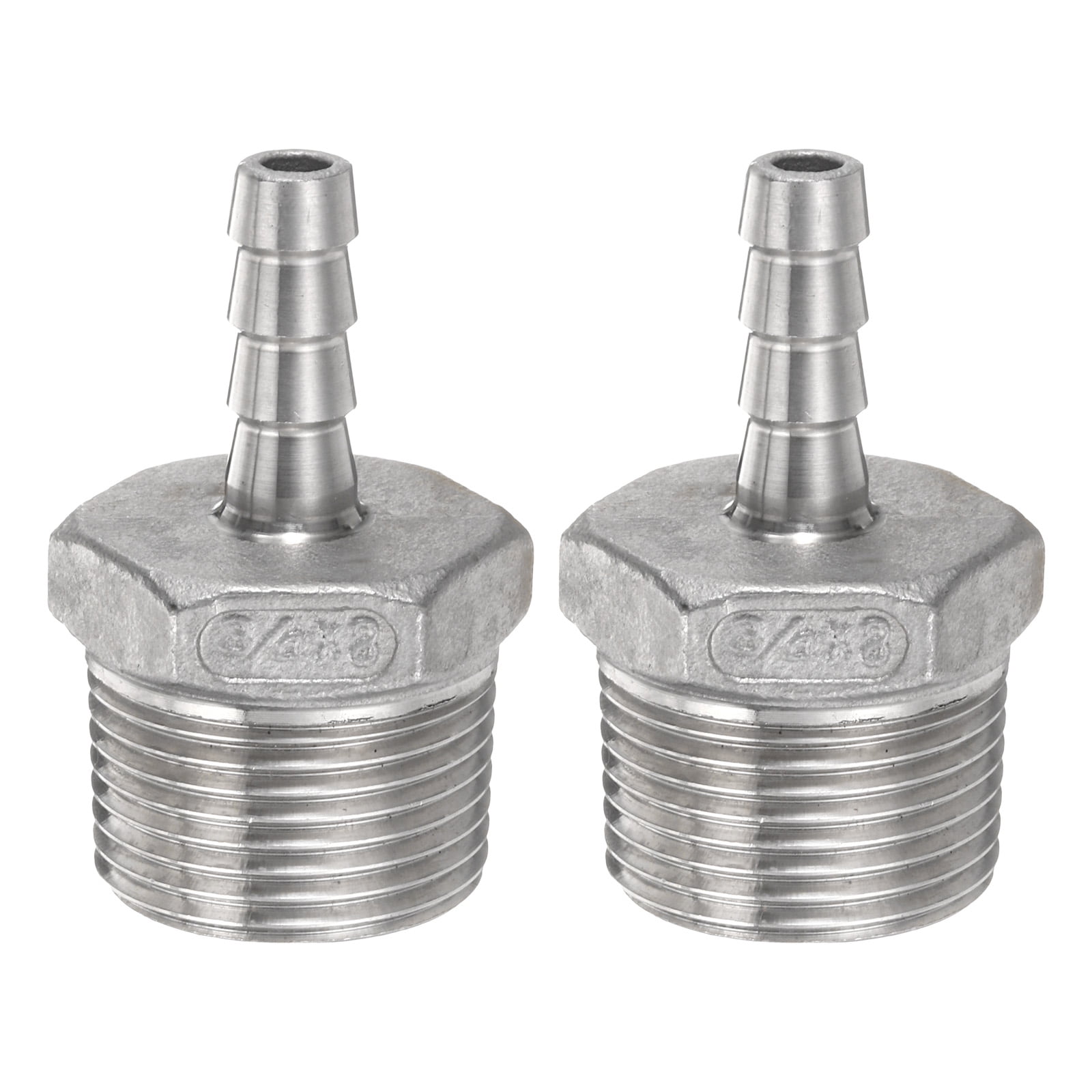 Uxcell 2pcs Stainless Steel Hose Barb Fitting 8mm Barbed x G 3/4" Male ...