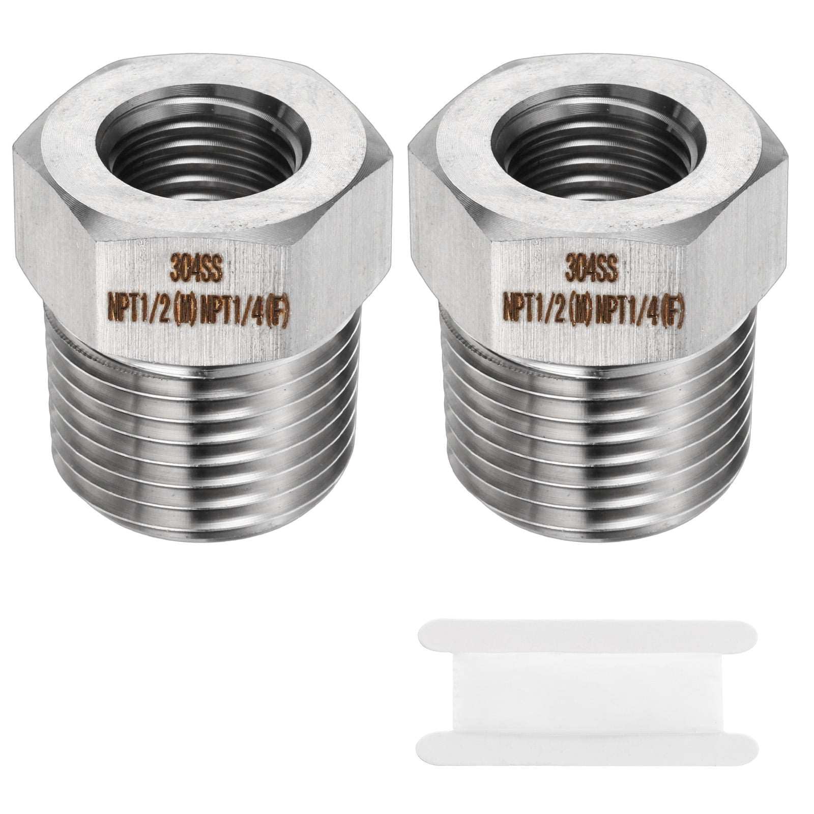 Uxcell 2pcs Stainless Steel Pipe Fitting 1/4" NPT Female x 1/2" NPT ...